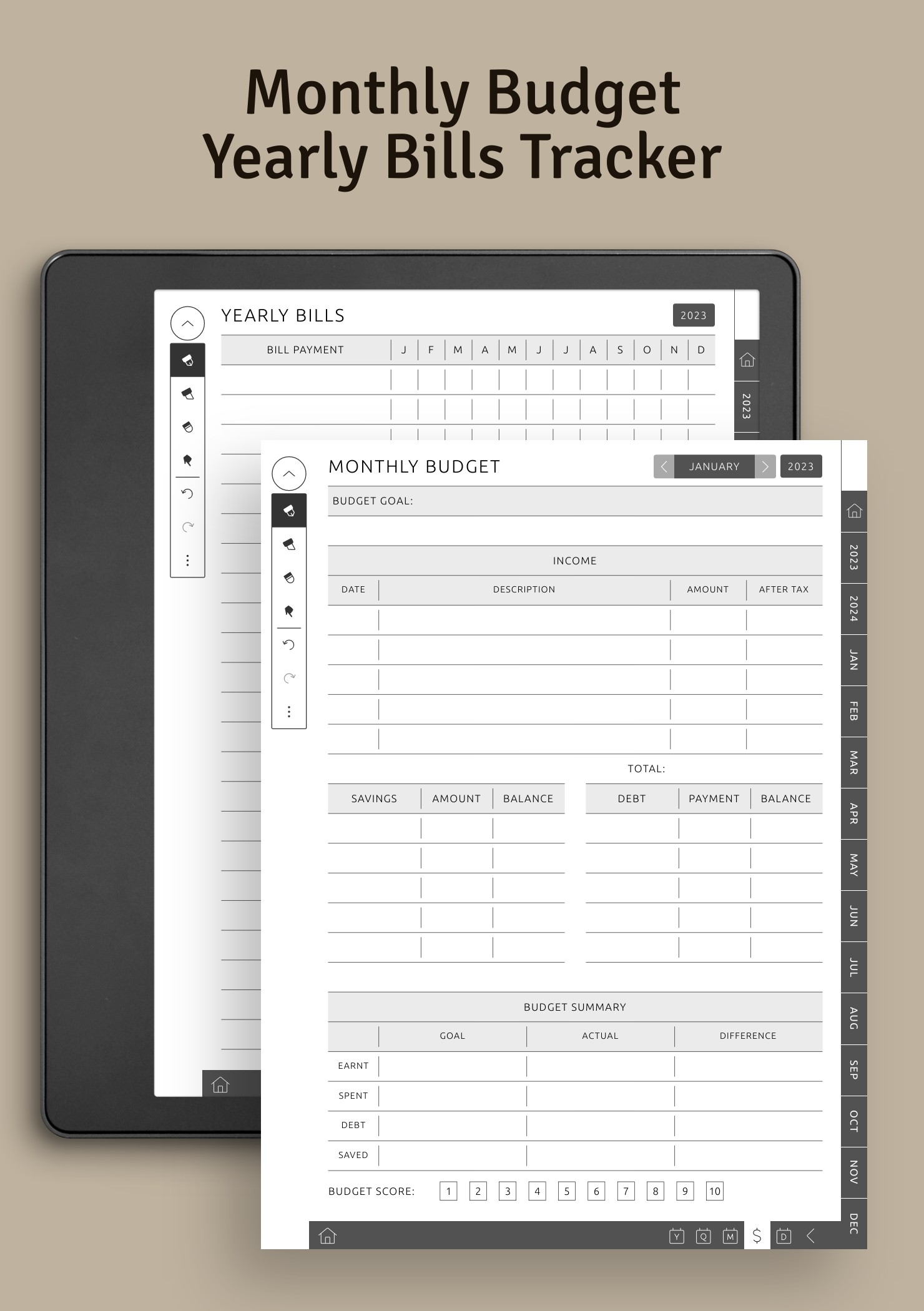 Download Kindle Scribe Budget Planner Hyperlinked PDF