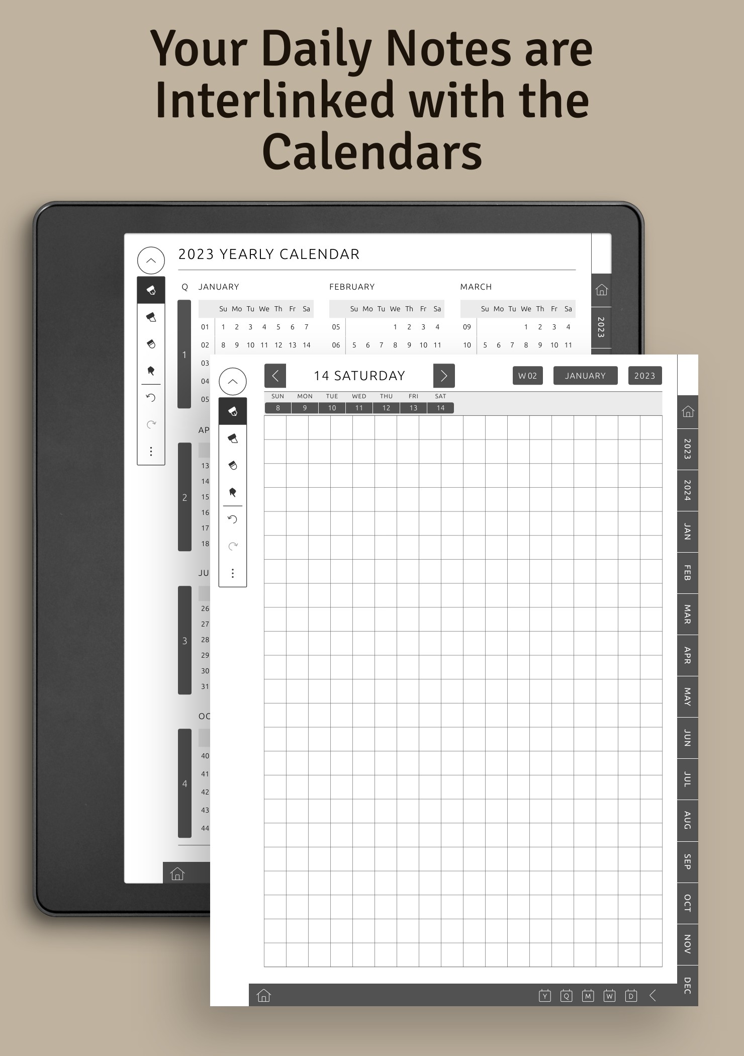 Download Kindle Scribe Daily Notes Square Grid Hyperlinked PDF