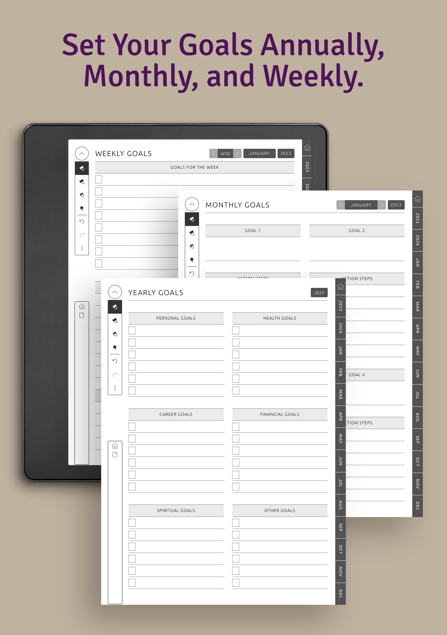 Download Kindle Scribe Goal Planner Hyperlinked PDF