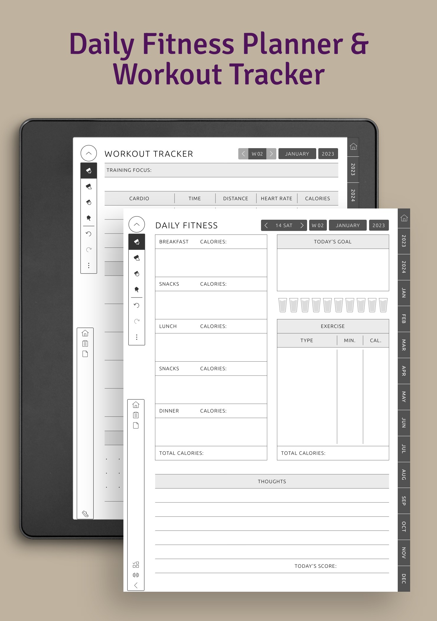 Download Kindle Scribe Health & Fitness Planner Hyperlinked PDF