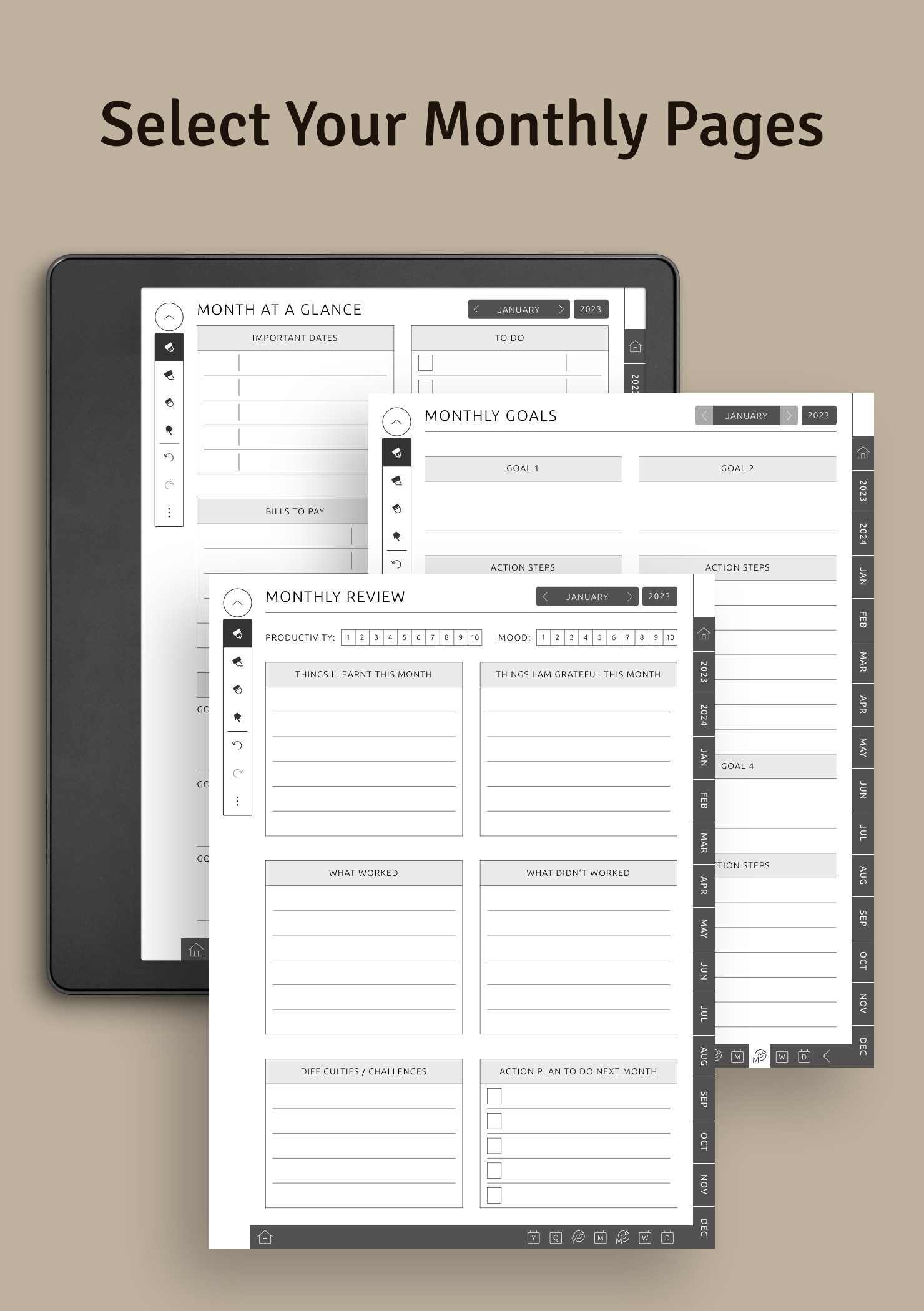 Download Kindle Scribe Monthly Planner Hyperlinked PDF