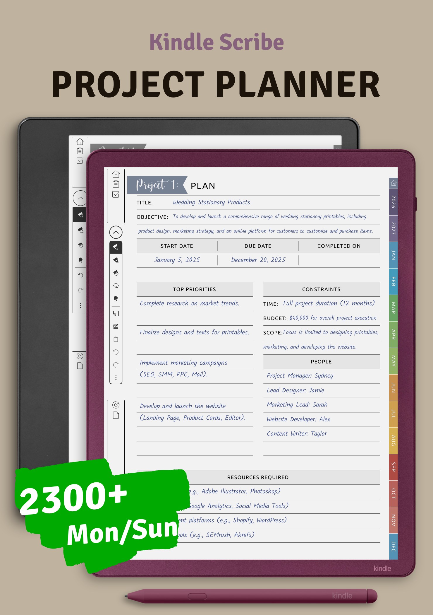 Download Kindle Scribe Project Planner Hyperlinked PDF