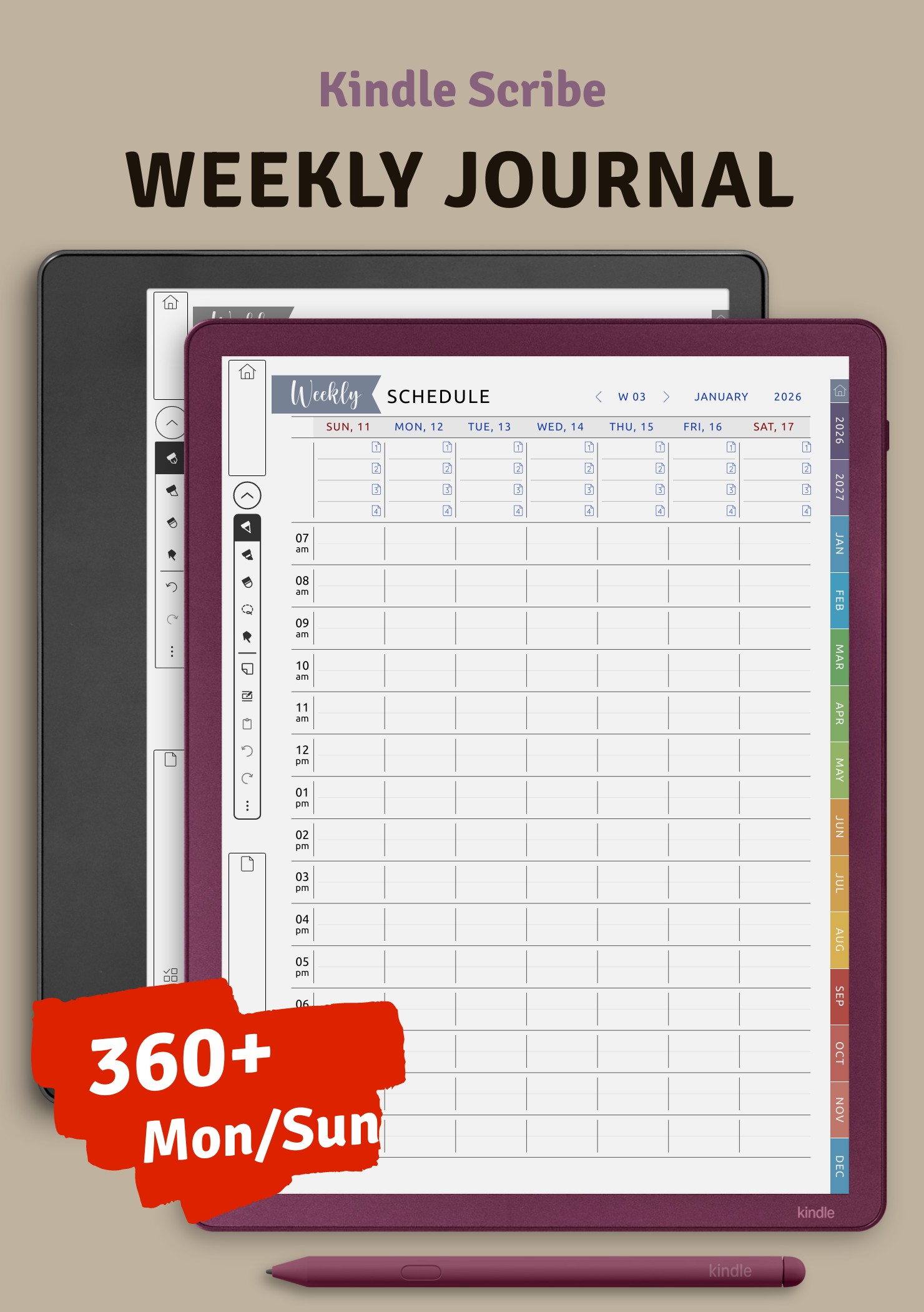 Download Kindle Scribe Weekly Journal Hyperlinked PDF