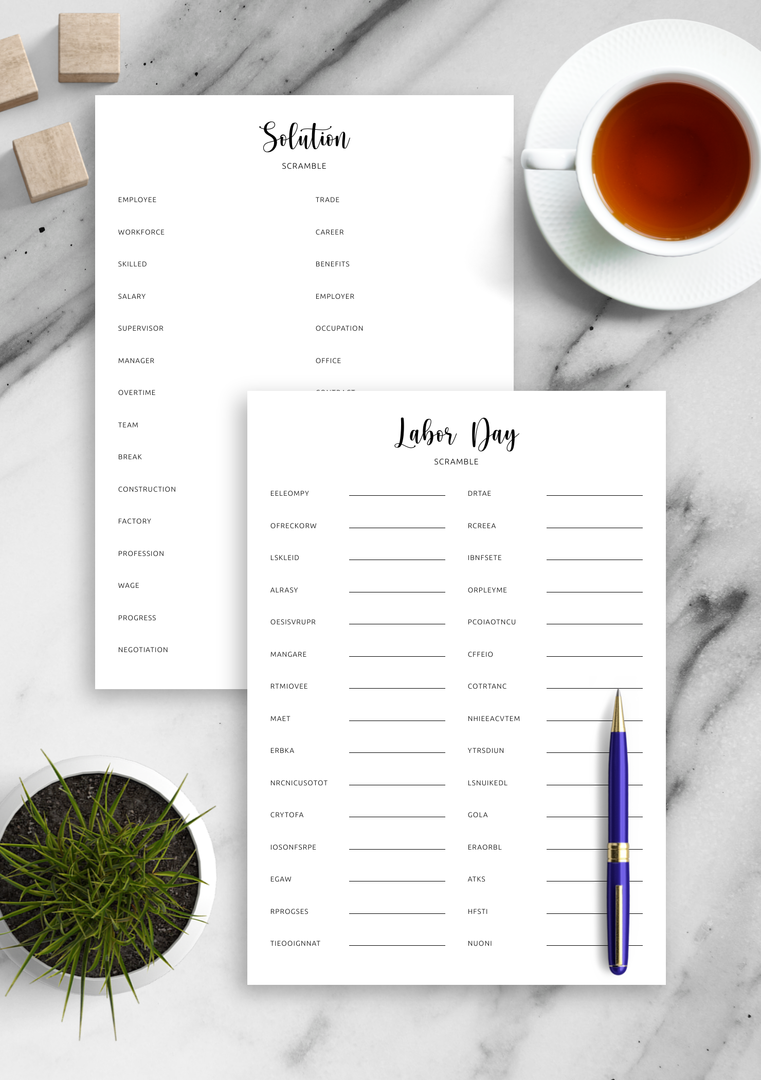 Download Printable Labor Day Word Scramble PDF