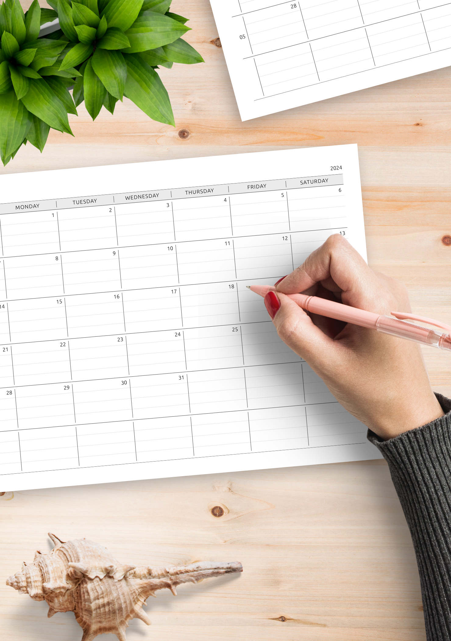 Download Printable Landscape Lined Monthly Planner PDF