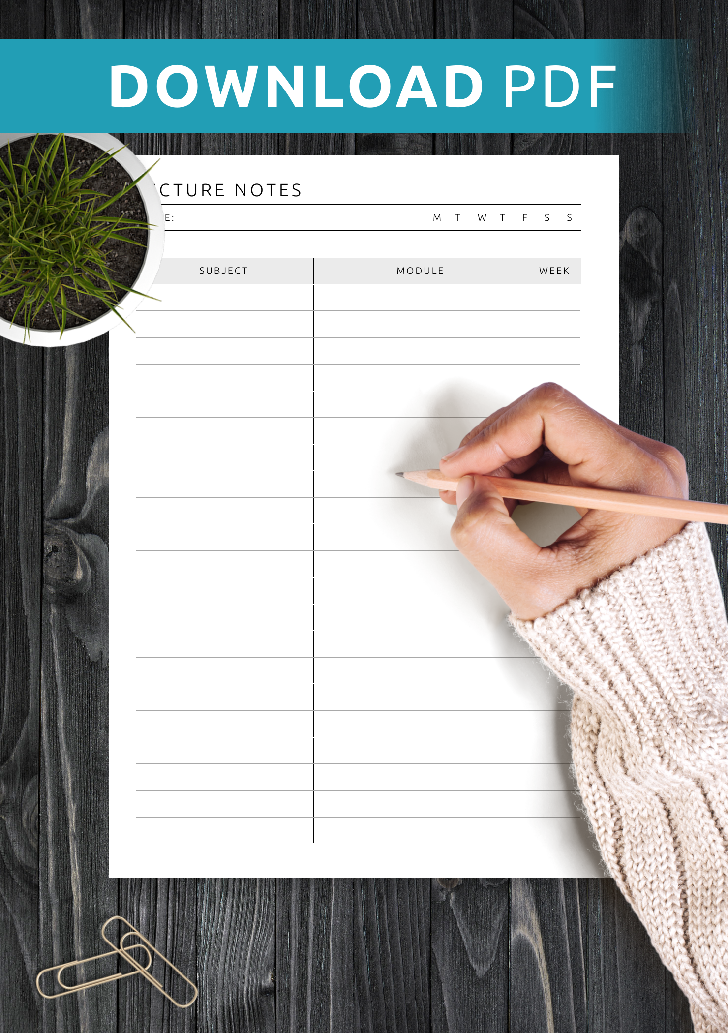 Download Printable Lecture Notes Template PDF