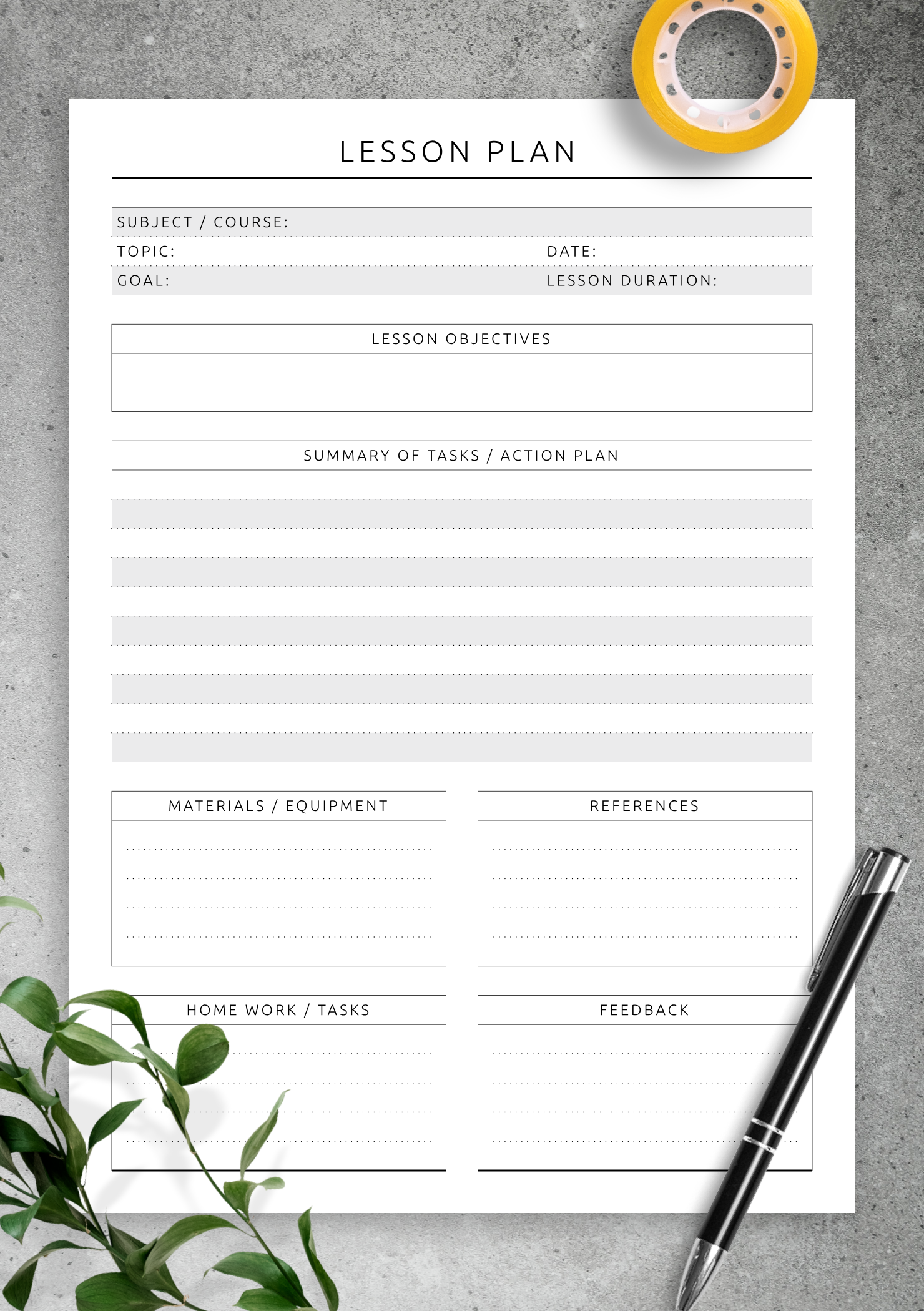 Download Printable Lesson Plan - Original Style PDF