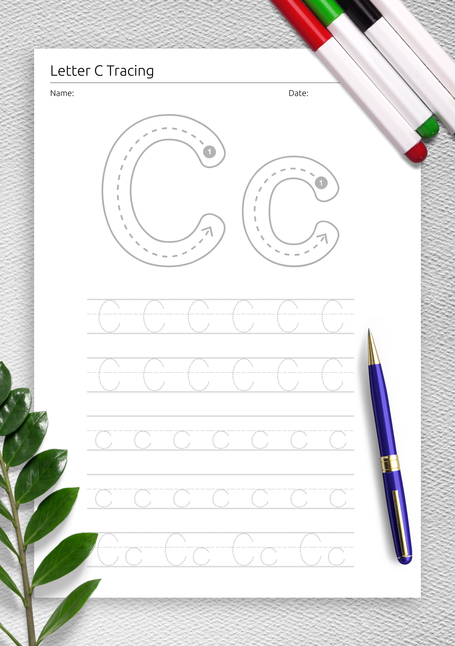 Download Letter C Tracing for Kids Printable PDF
