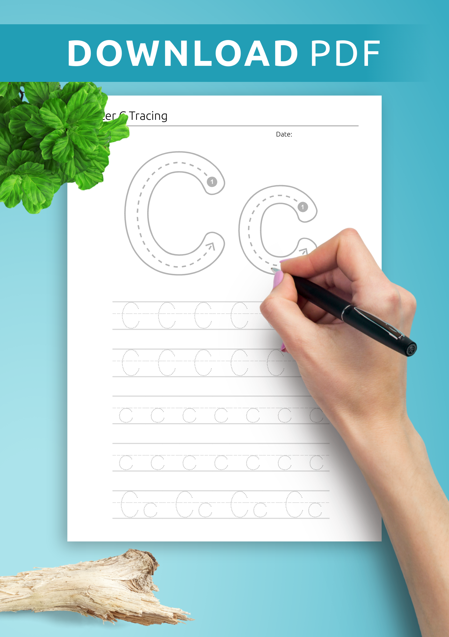 Download Letter C Tracing for Kids Printable PDF