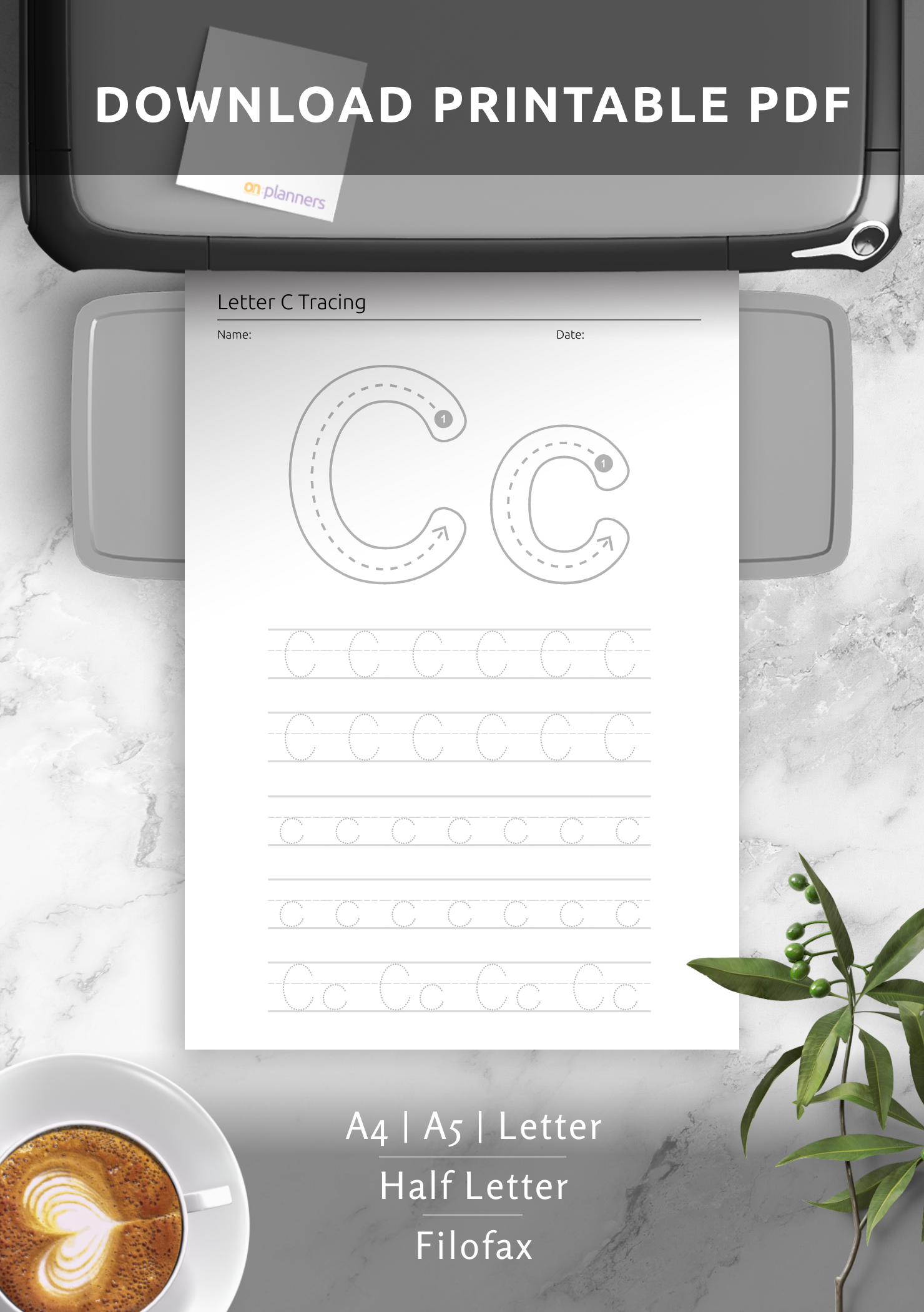 Download Letter C Tracing for Kids Printable PDF