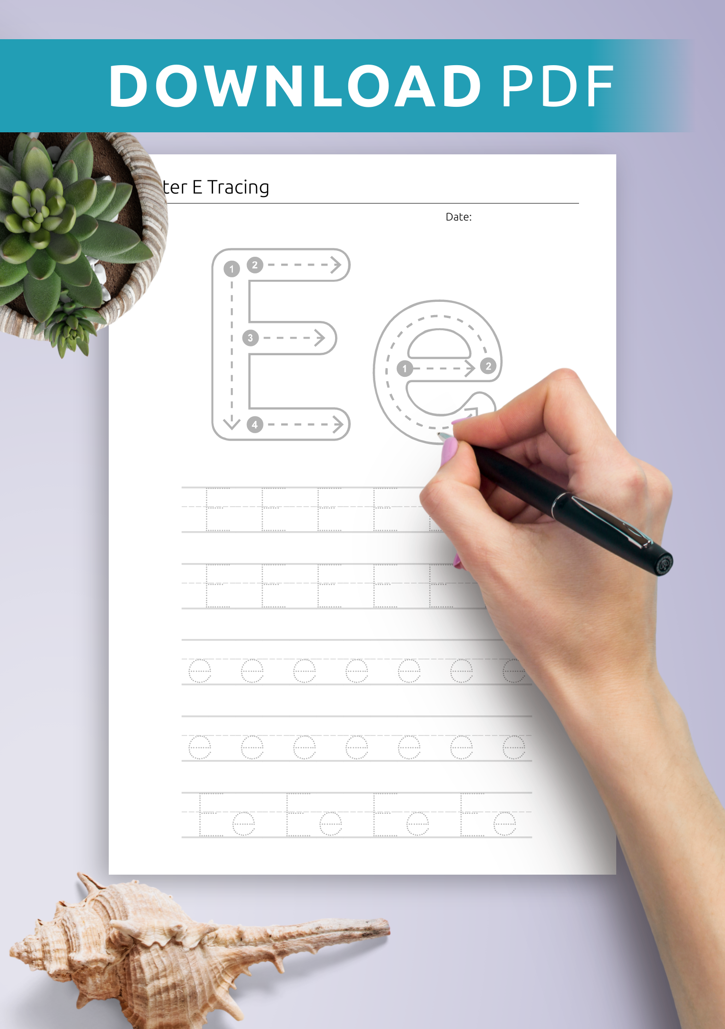 Download Letter E Worksheet for Kids Printable PDF