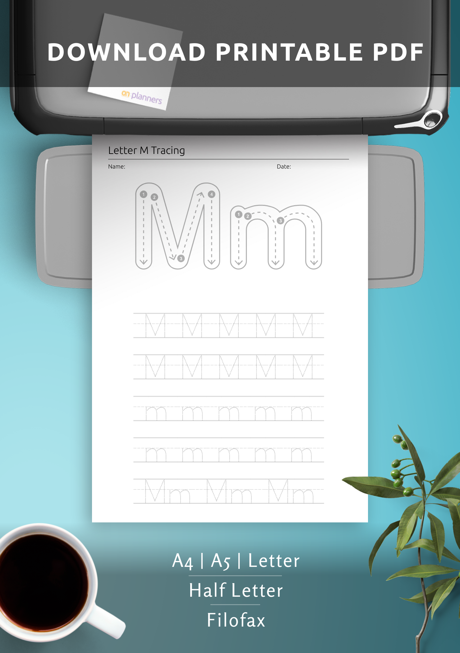 Download Letter M Trace for Kids Printable PDF