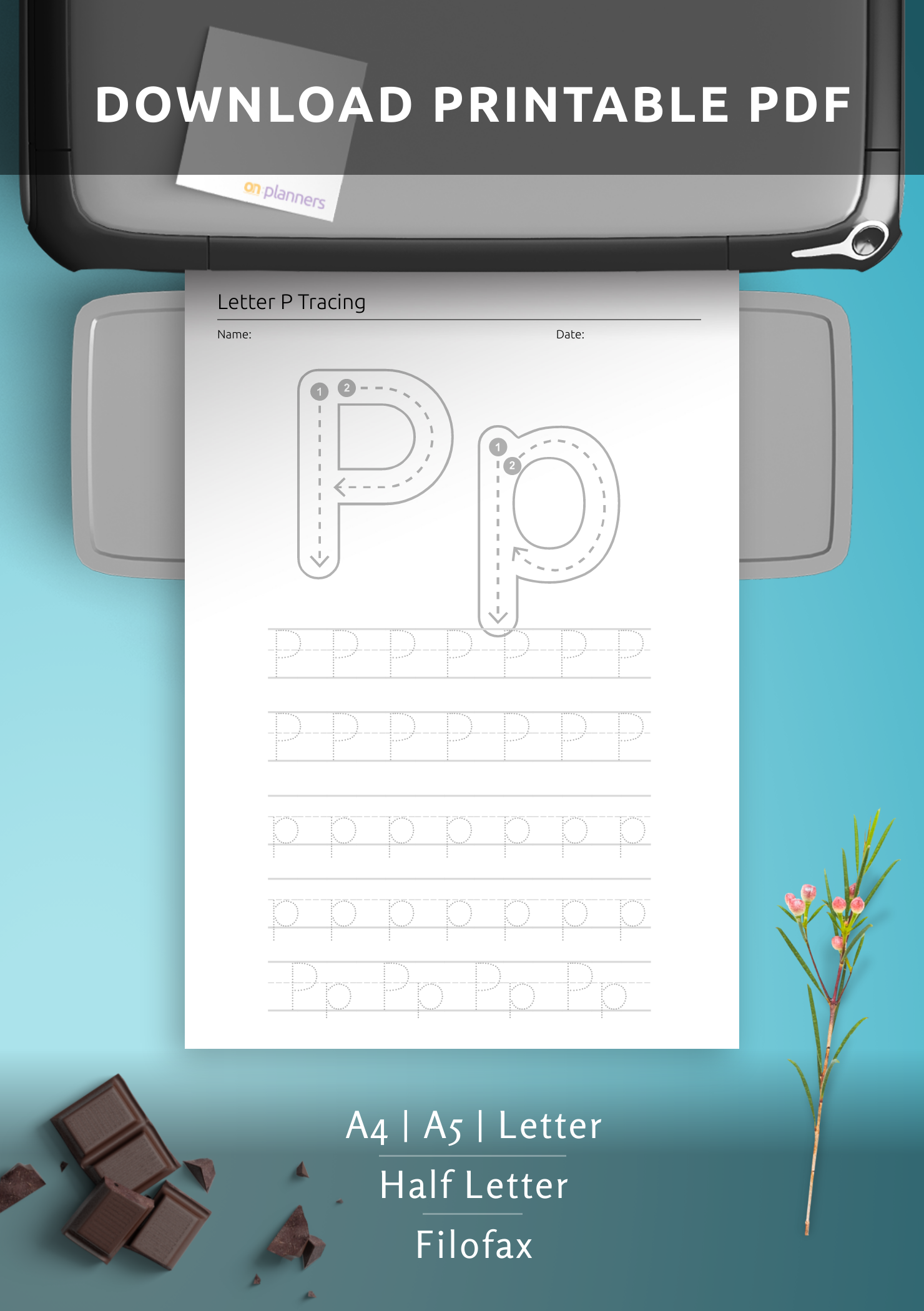 Download Letter P Trace for Kids Printable PDF