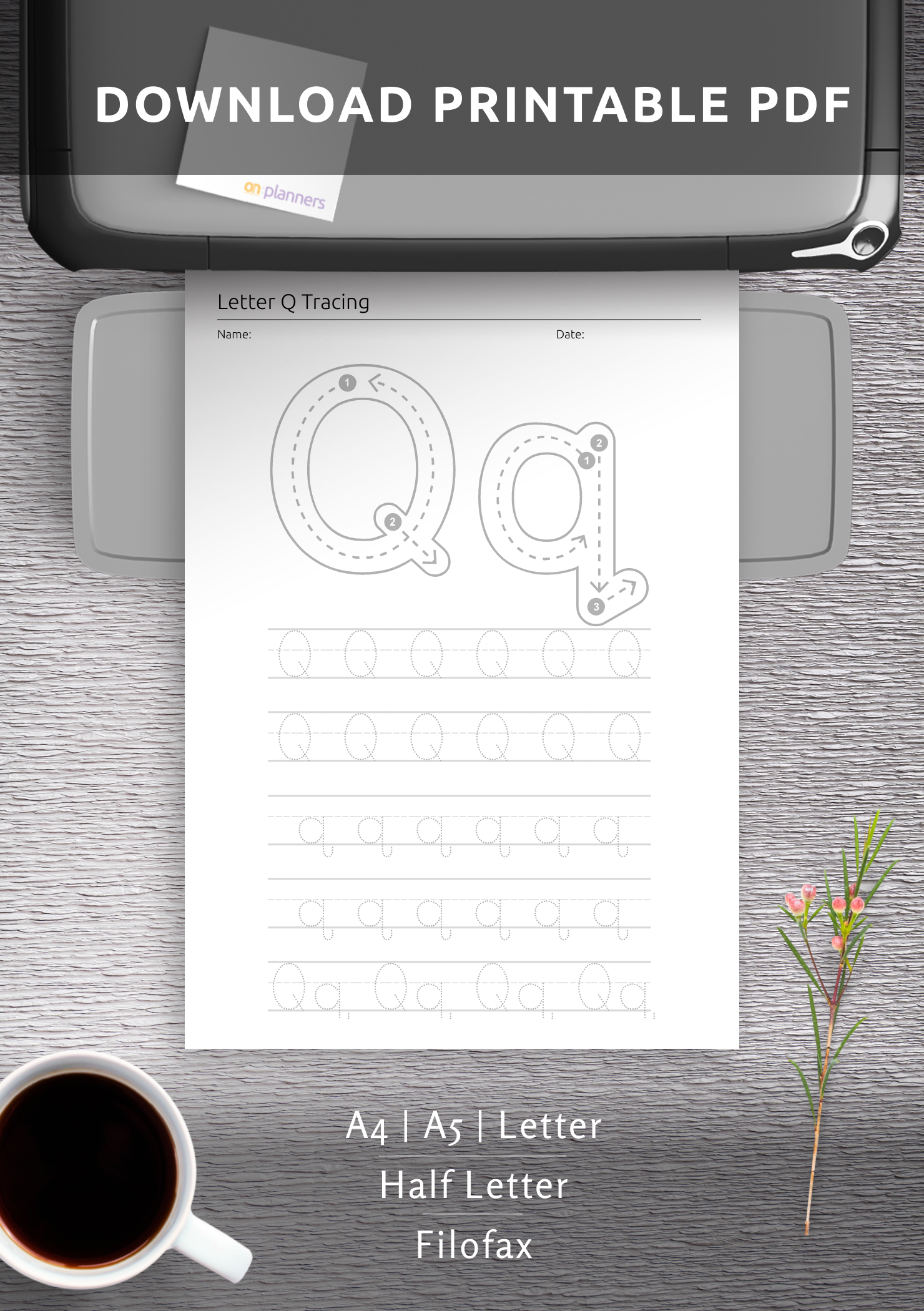 Download Letter Q Trace for Kids Printable PDF