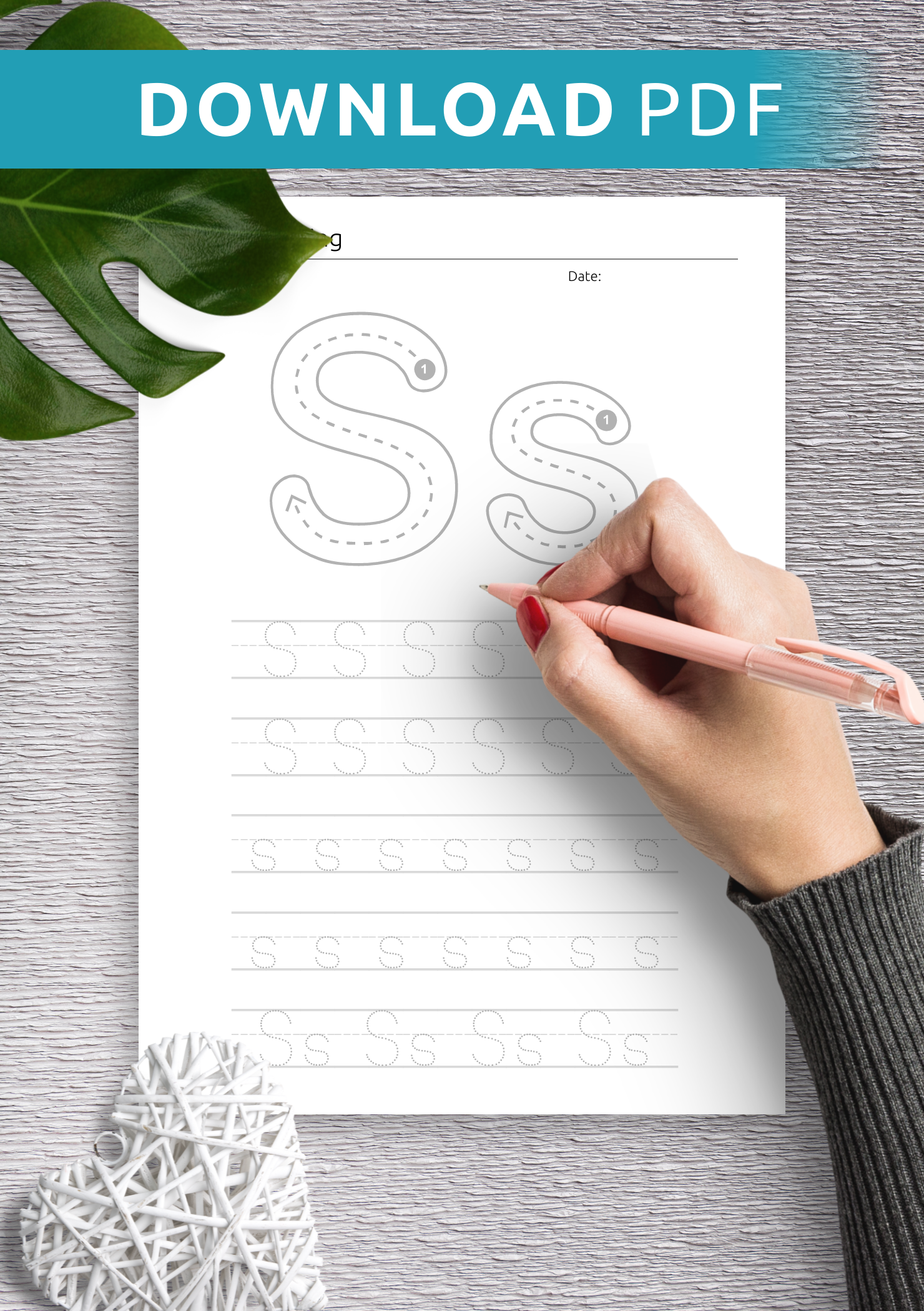 Download Letter S to Trace for Kids Printable PDF