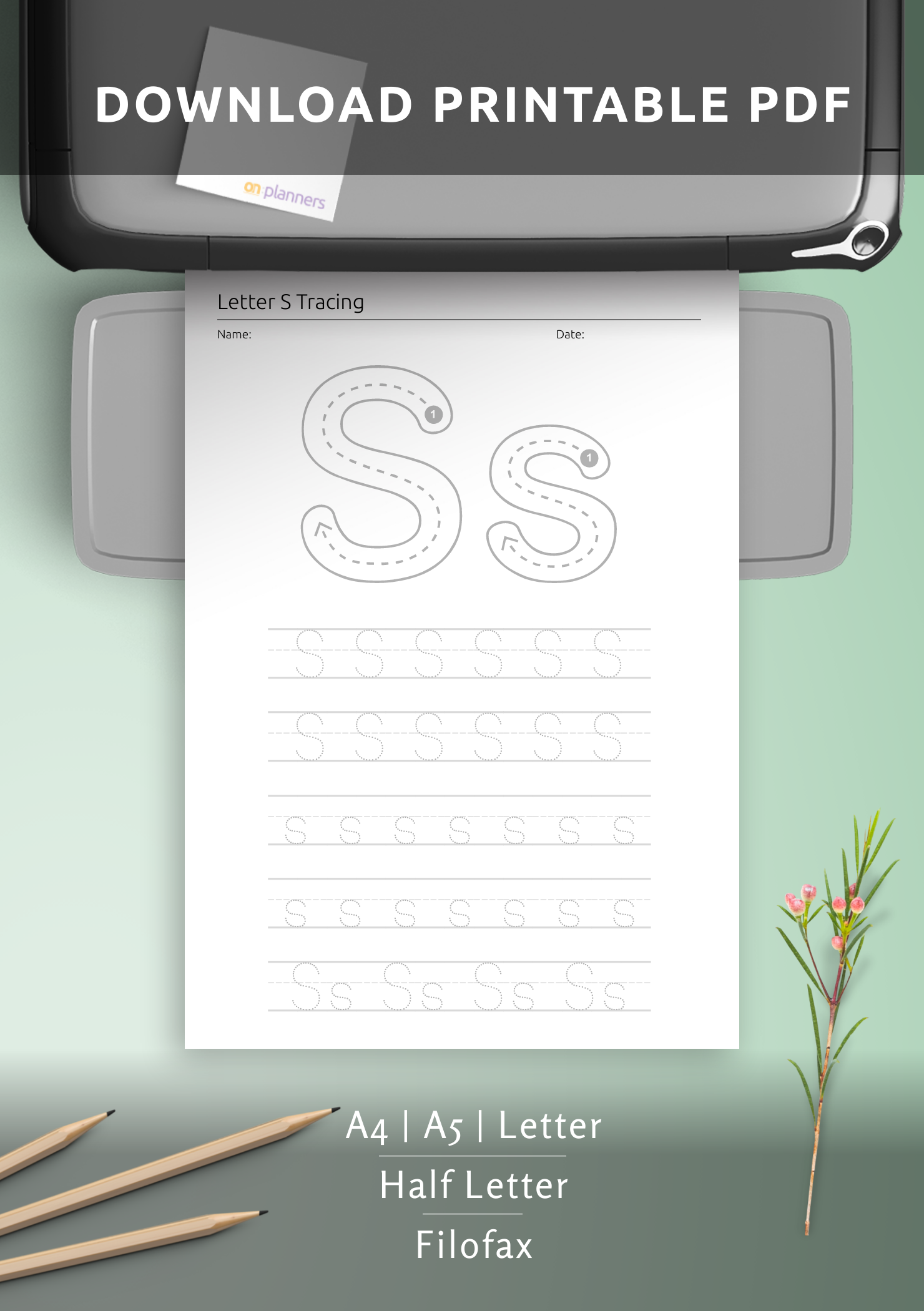 Download Letter S to Trace for Kids Printable PDF