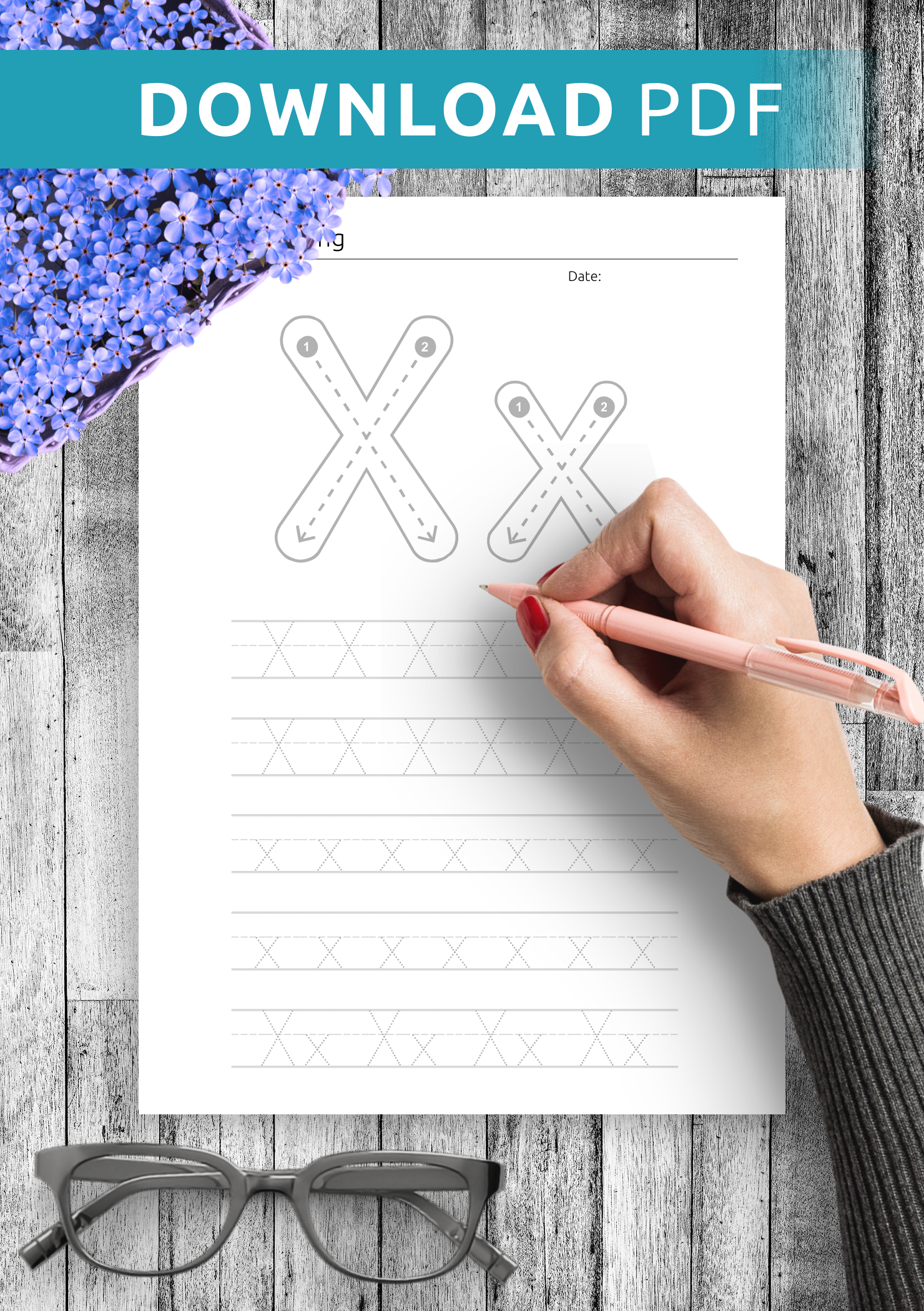 Download Letter X Tracing for Kids Printable PDF