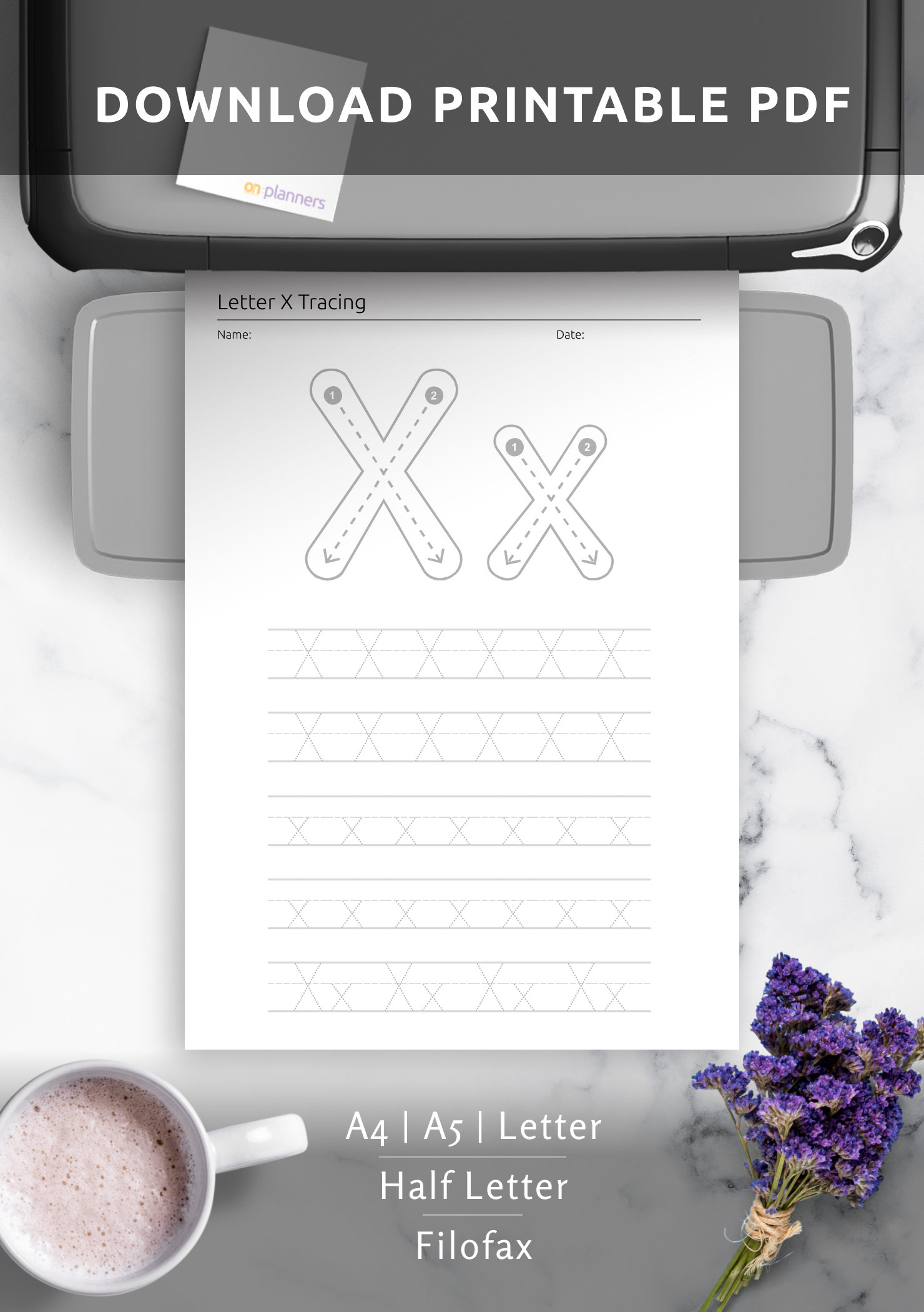 Download Letter X Tracing for Kids Printable PDF