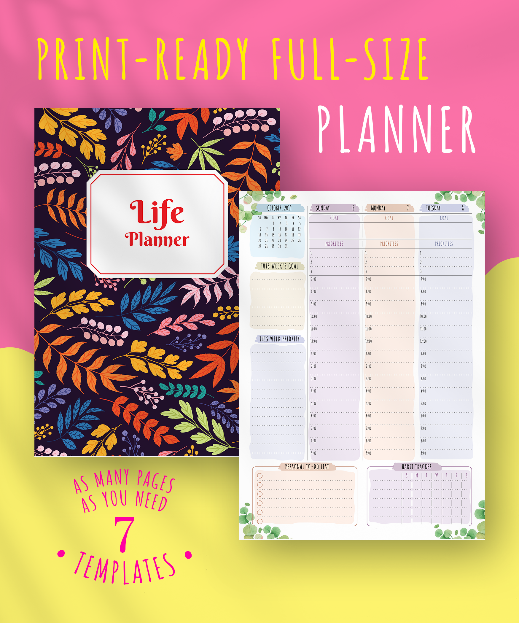 Download Printable Life Planner Dated - Floral Style PDF