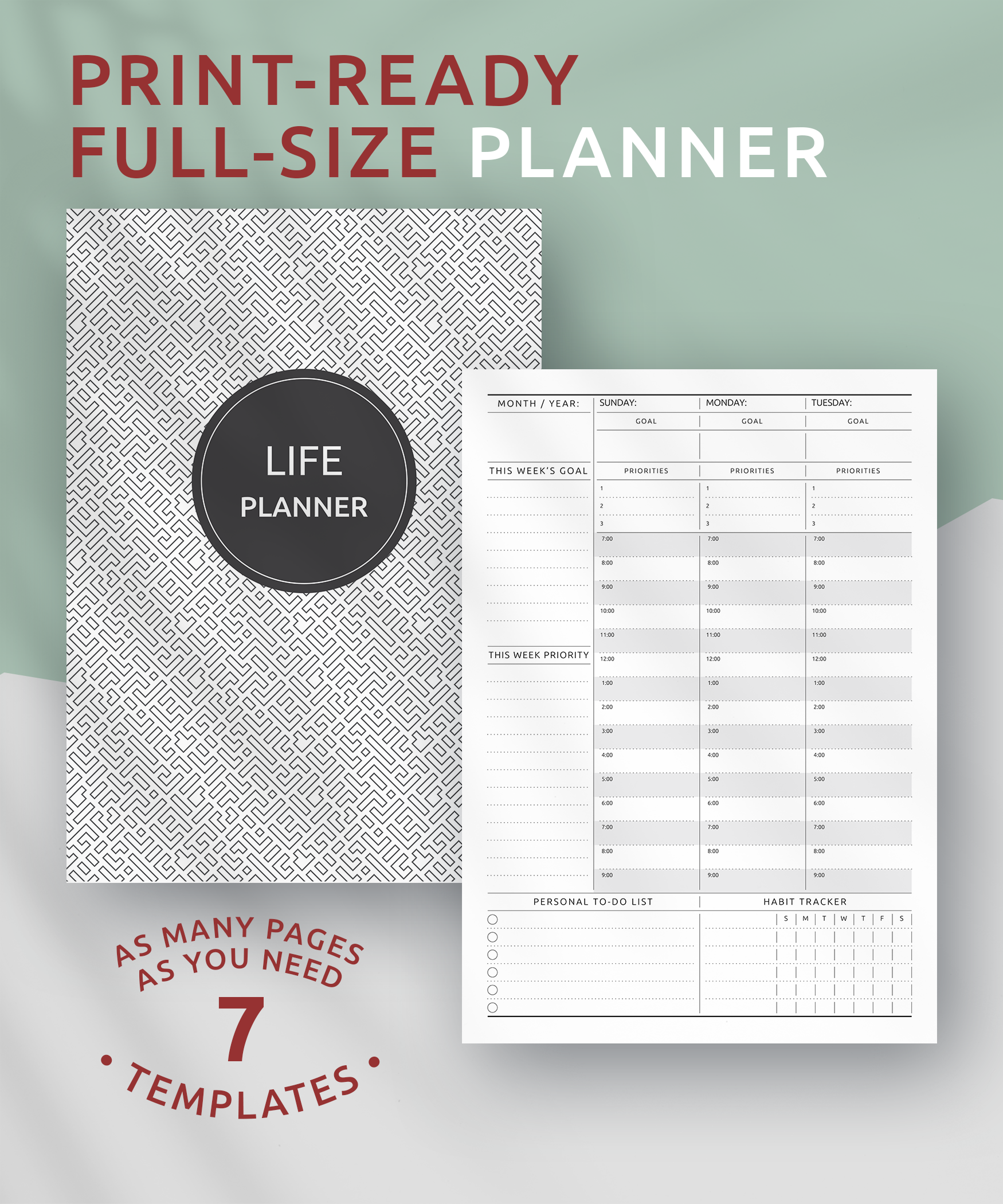 Download Printable Life Planner Undated - Original Style PDF