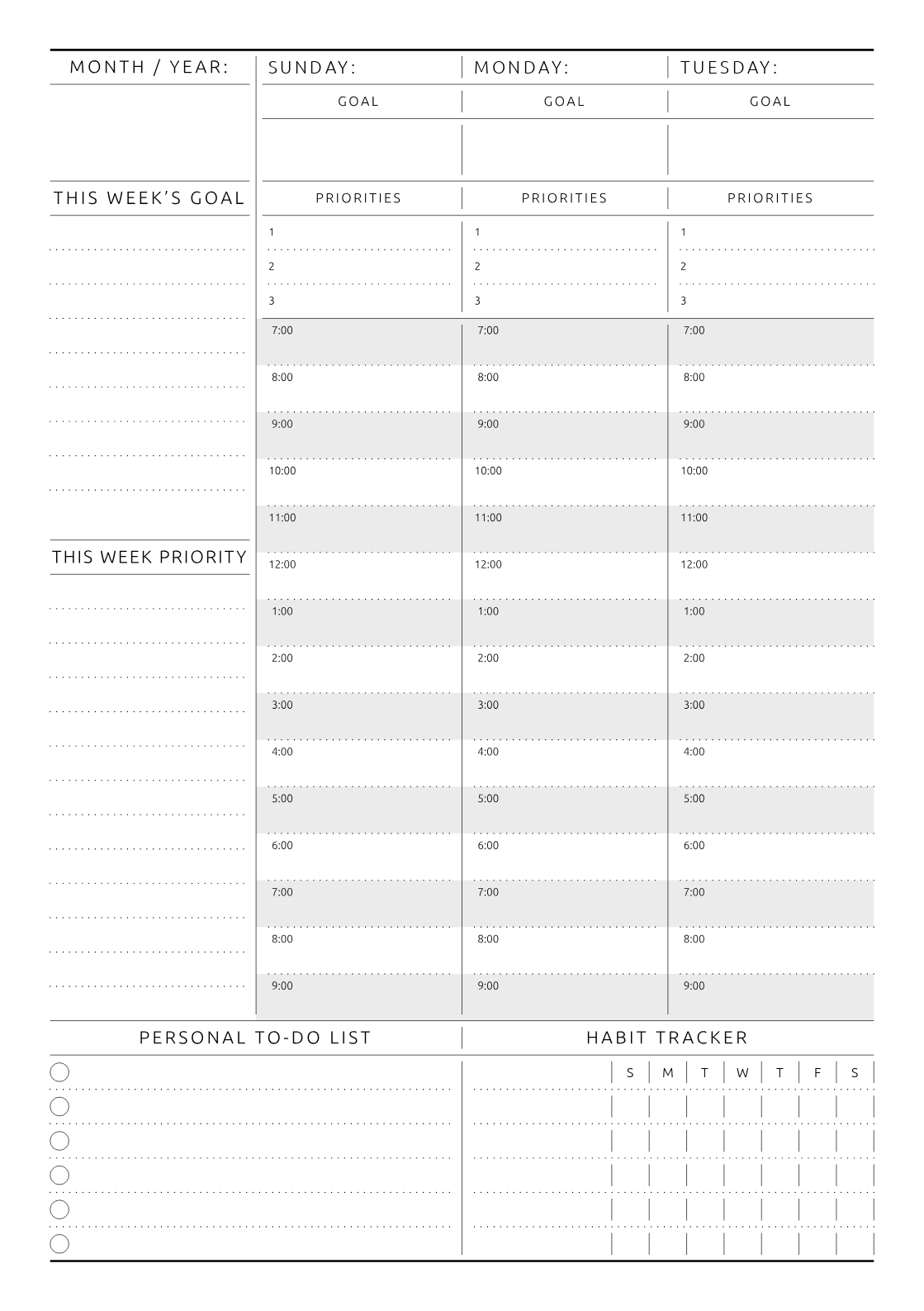 Download Printable Life Planner Undated - Original Style PDF
