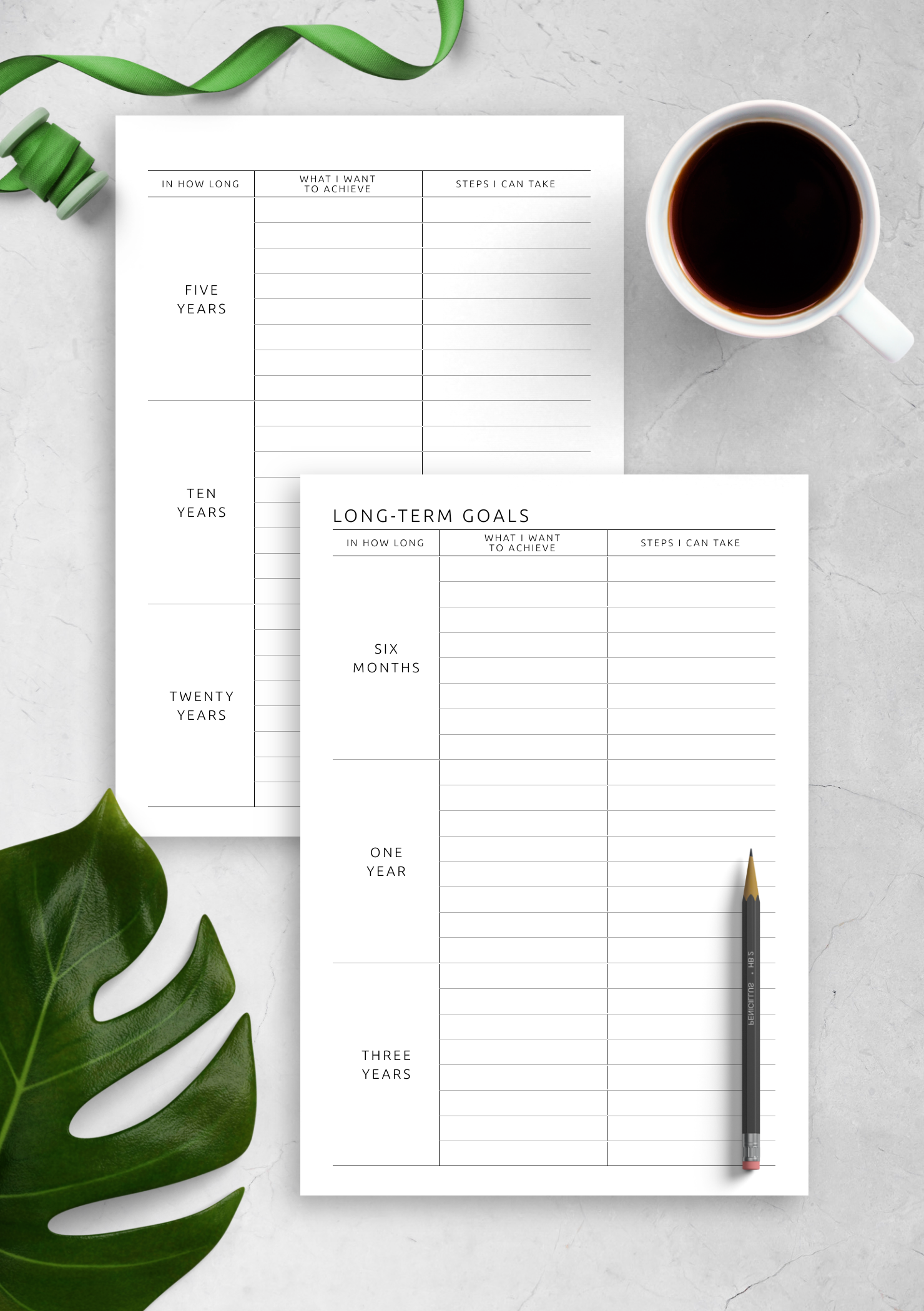 Download Printable Long-Term Goals Template PDF