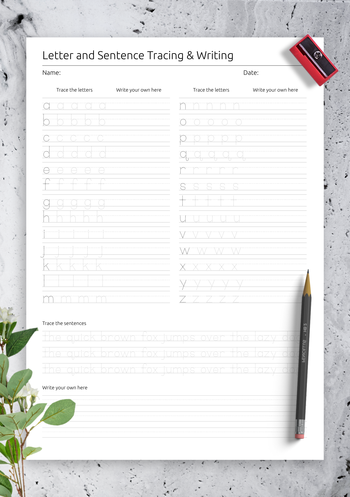 Download Lowercase Letter and Sentence Tracing & Writing for Kids ...