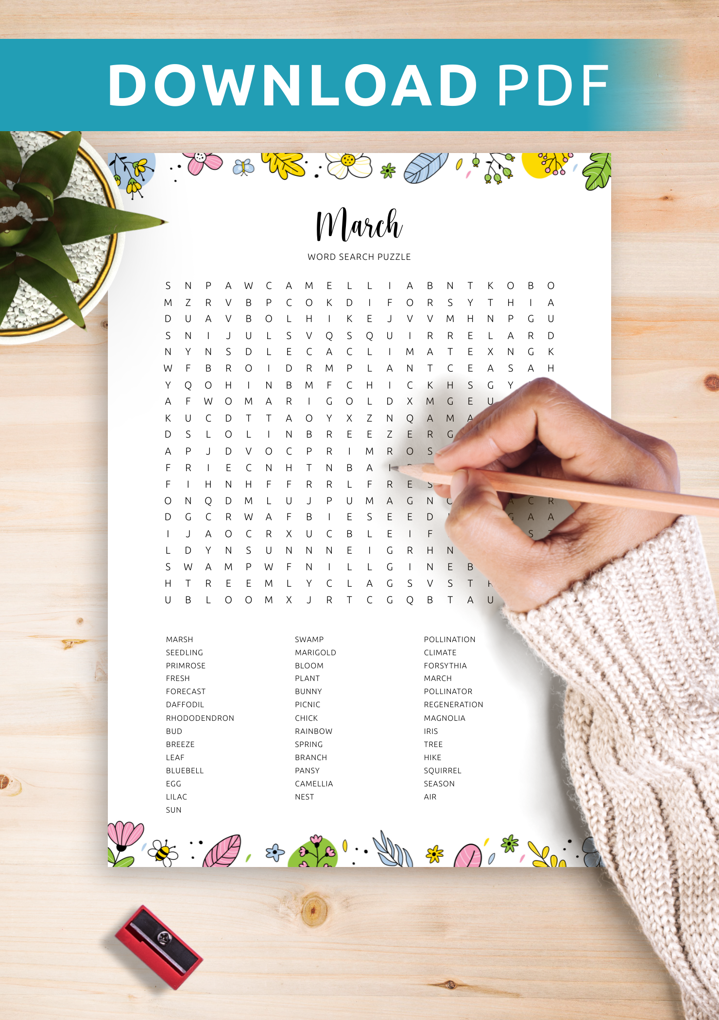 Download Printable March Word Search in PDF