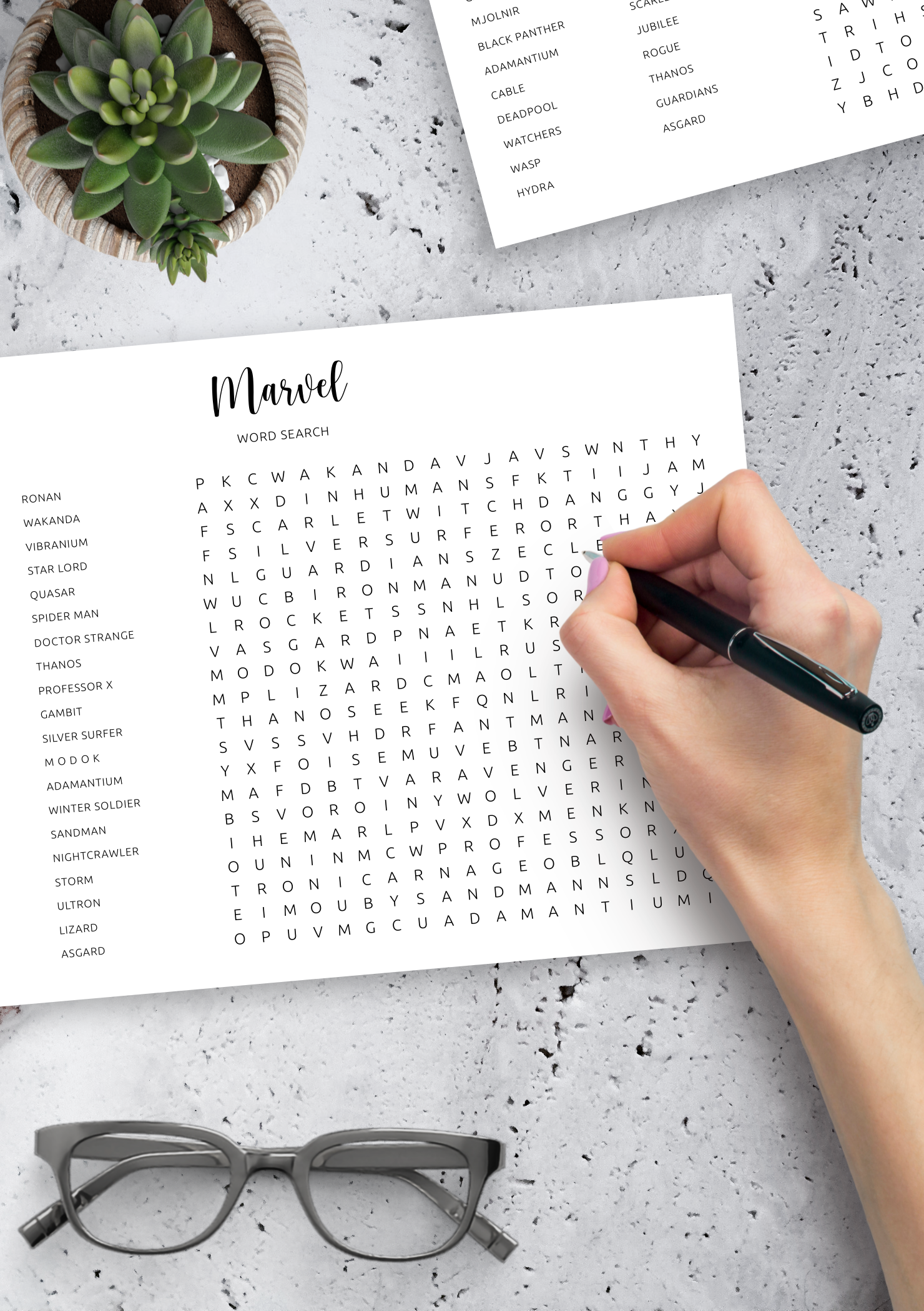 Download Printable Marvel Word Search in PDF
