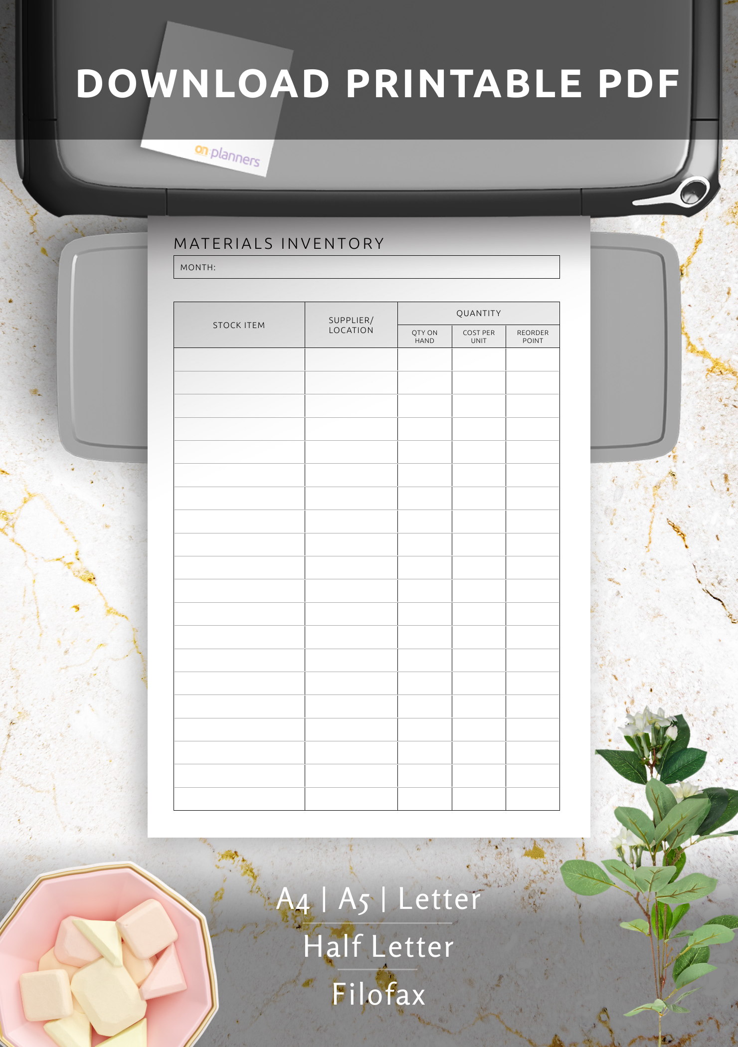 Download Printable Materials Inventory Template PDF