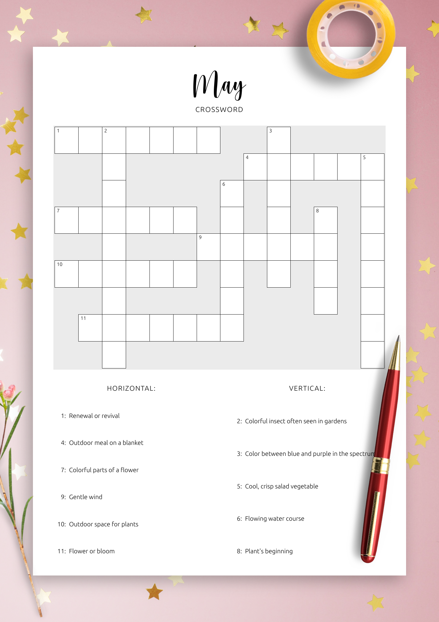Download Printable May Crossword Puzzle PDF – Spring into Puzzles