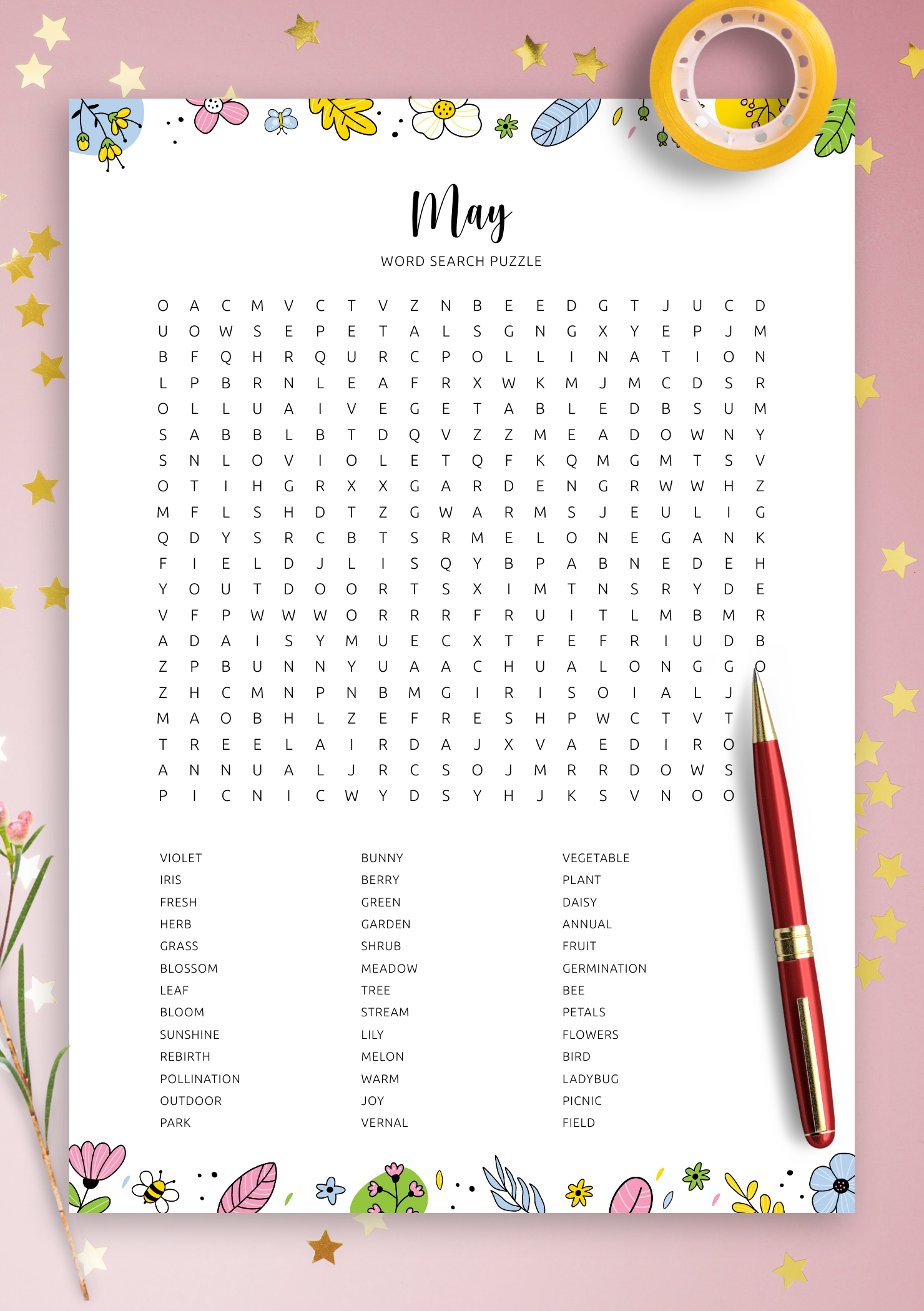 Download Printable May Word Search in PDF