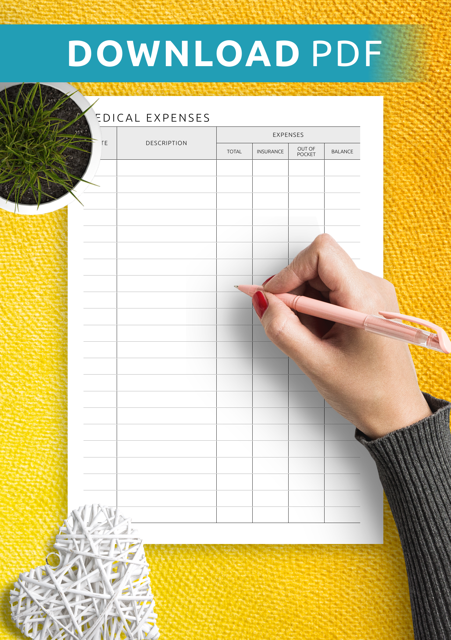 Download Printable Medical Expenses Log Template PDF