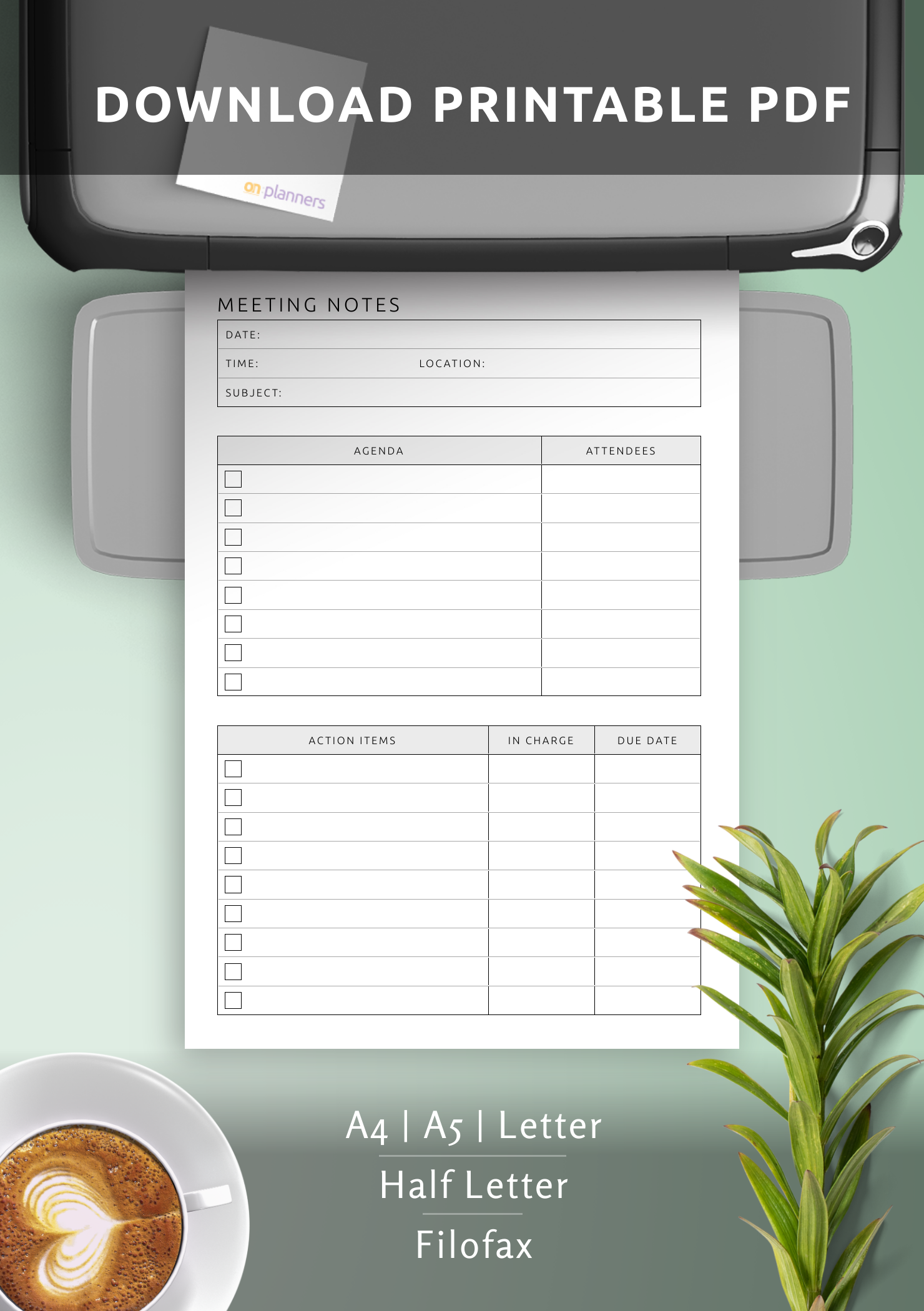 Download Printable Meeting Notes Template PDF