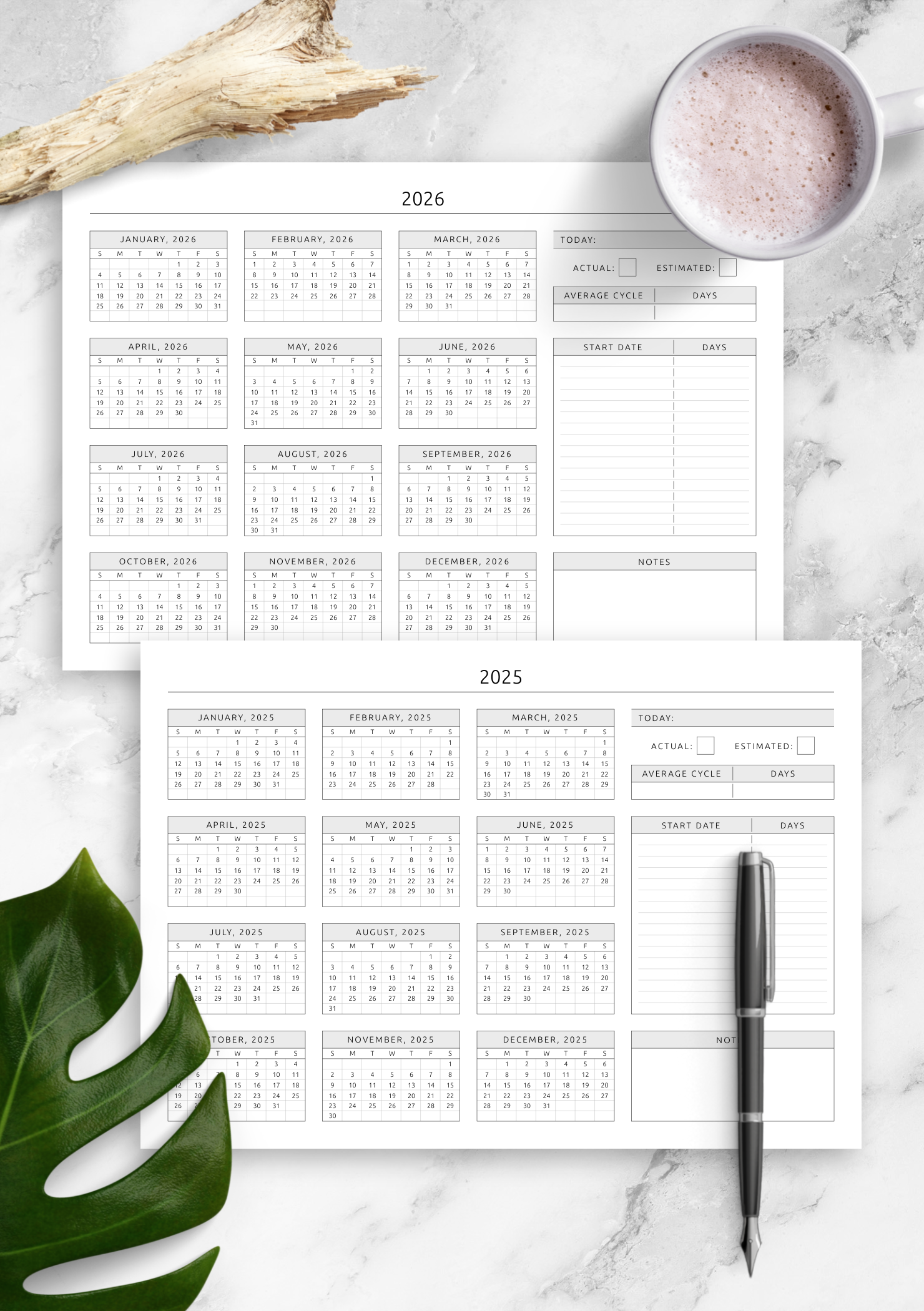 Menstrual Cycle Calendar Template – Track Periods & Symptoms