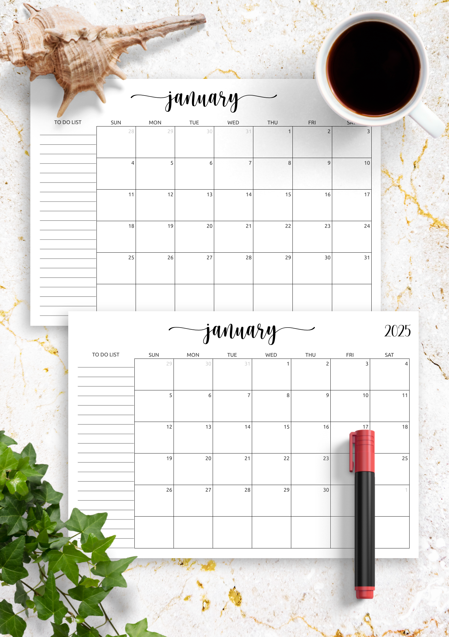 Download Printable Monthly Calendar with To-Do List PDF