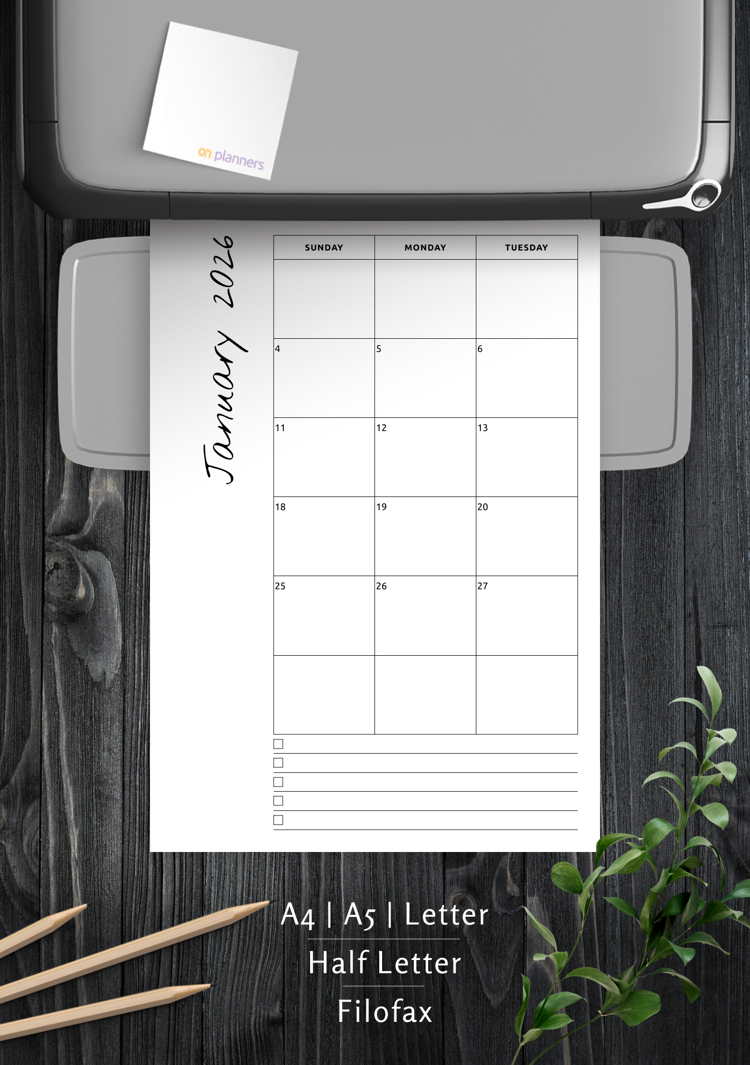 Download Printable Monthly calendar with notes PDF