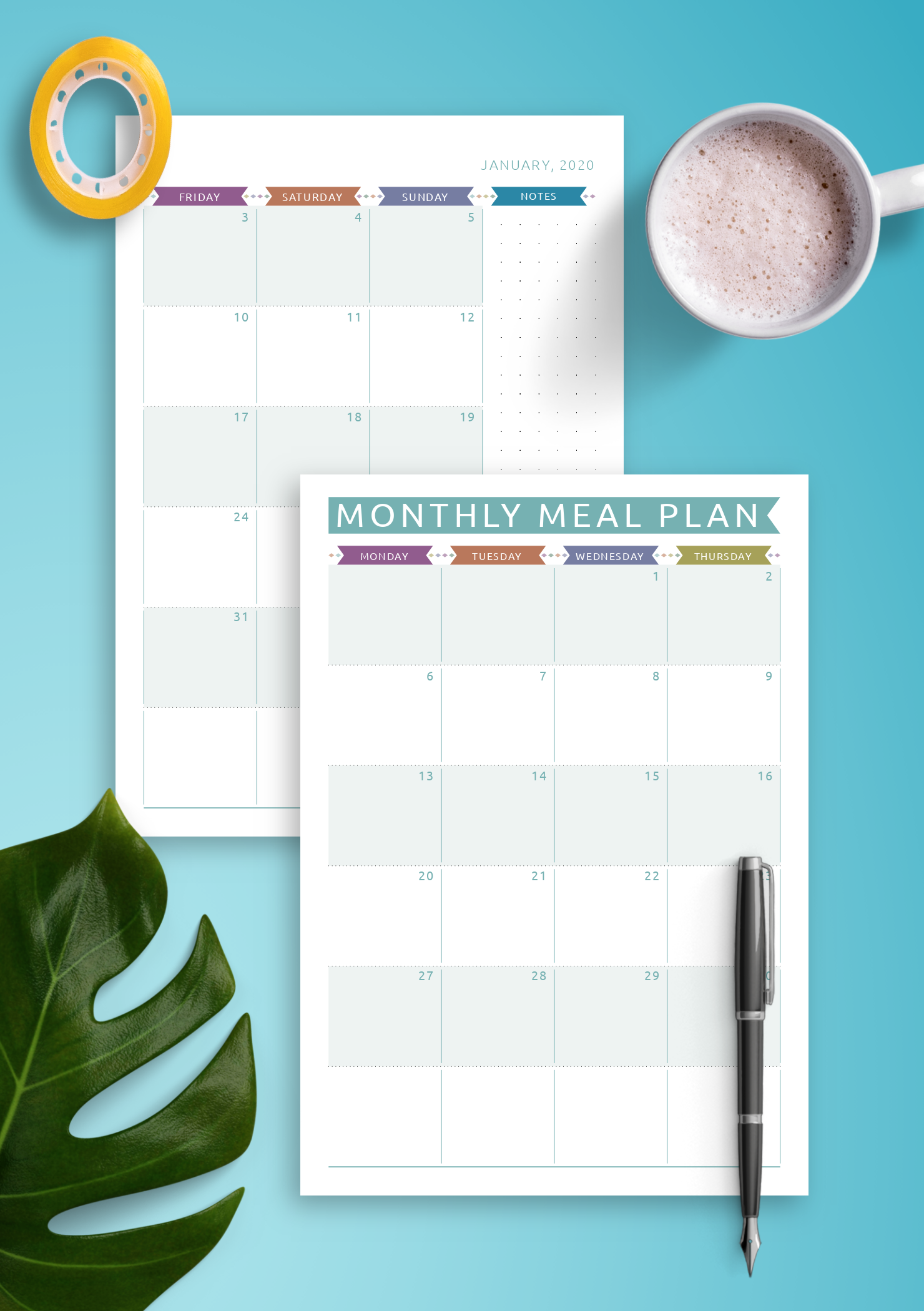 Download Printable Monthly Meal Plan - Casual Style PDF
