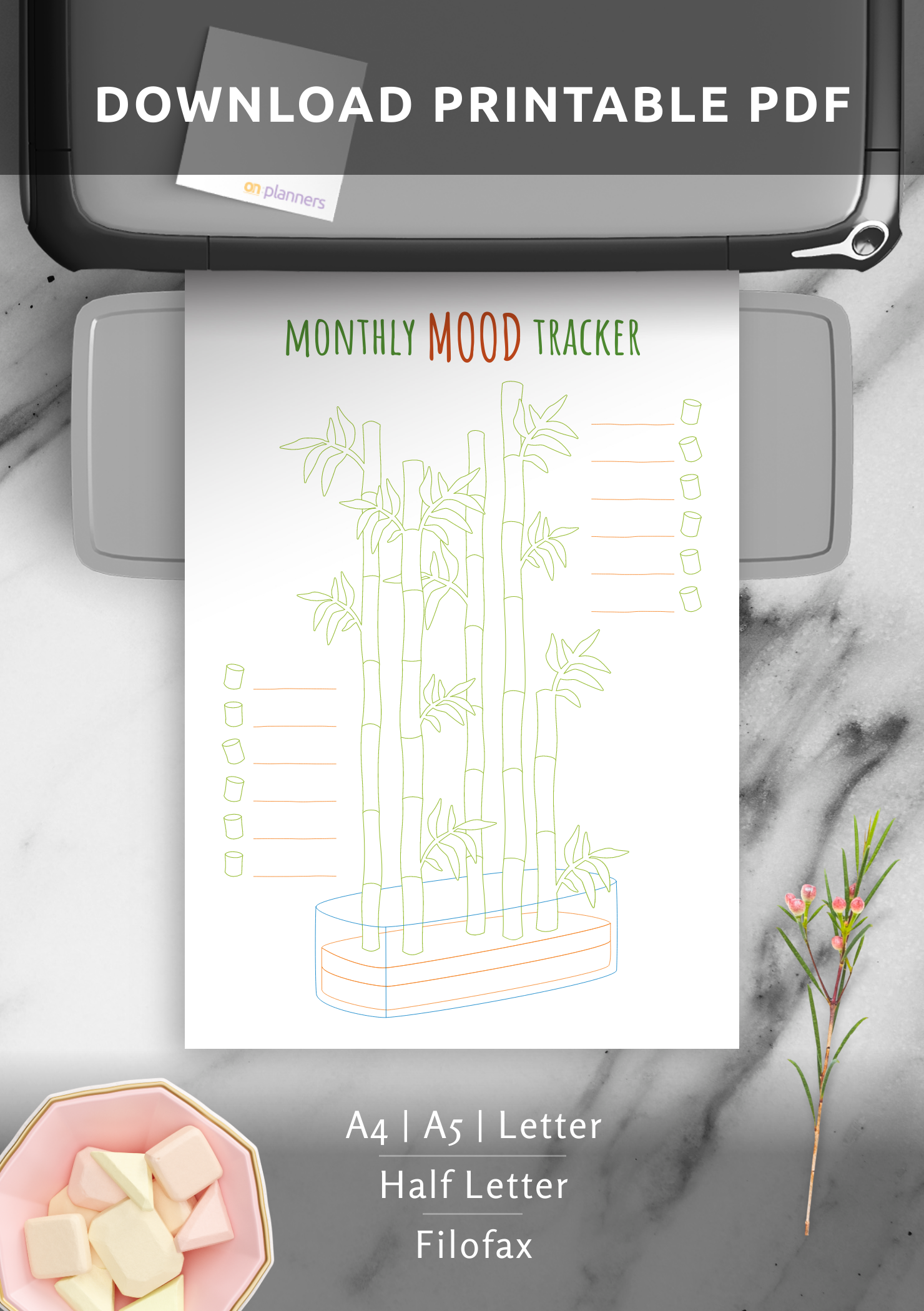 Download Printable Monthly Mood Tracker Template - Bamboo Tree PDF