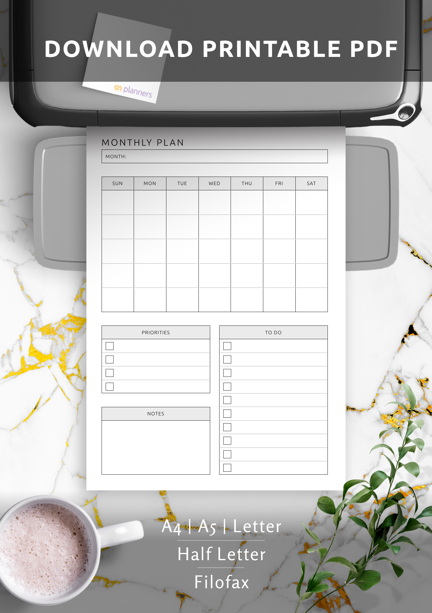 Download Printable Monthly Plan Template PDF