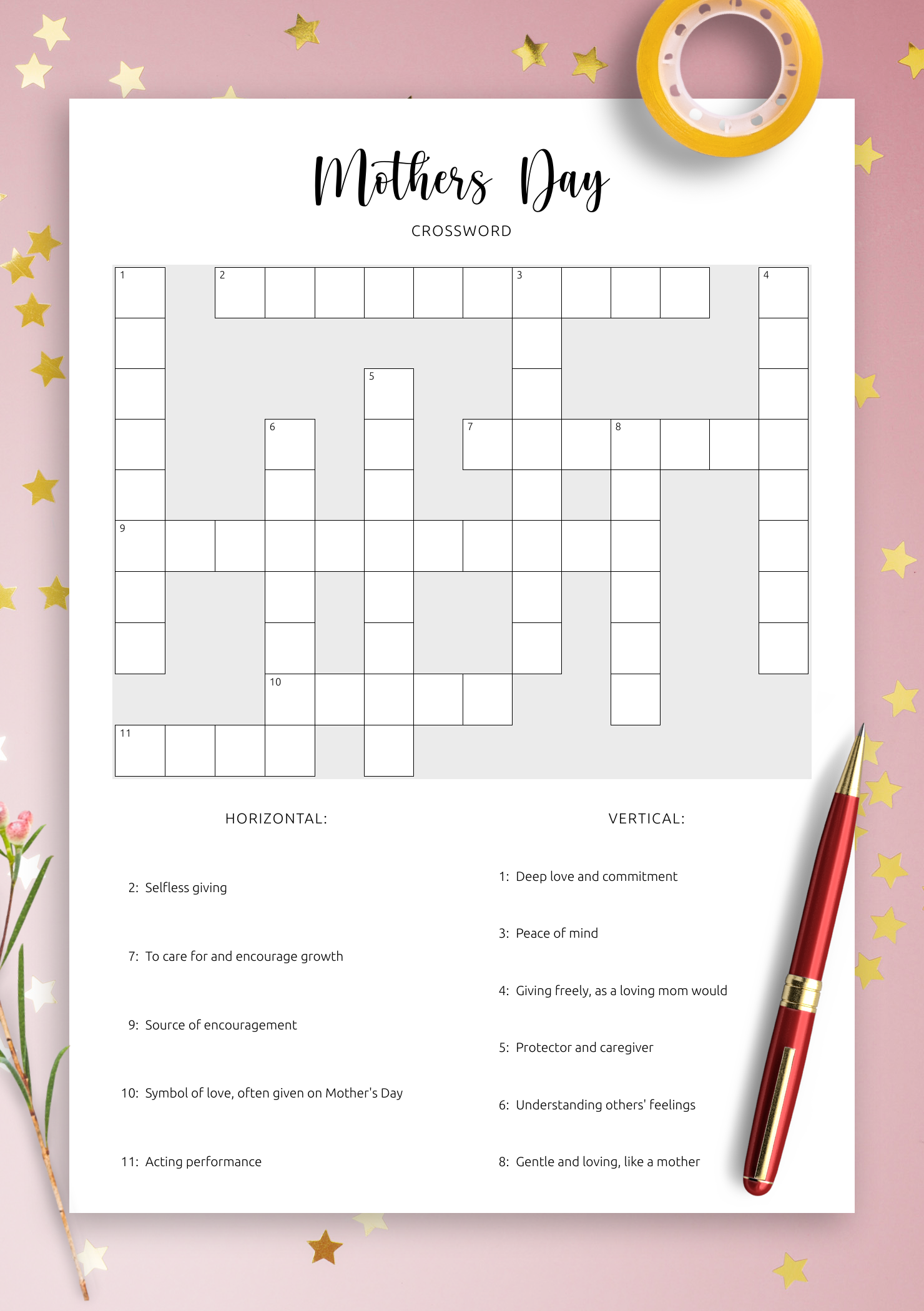Download Printable Mothers Day Crossword PDF – Celebrate Moms
