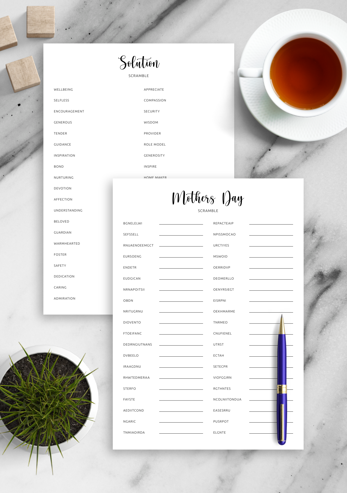 Download Printable Mothers Day Word Scramble PDF