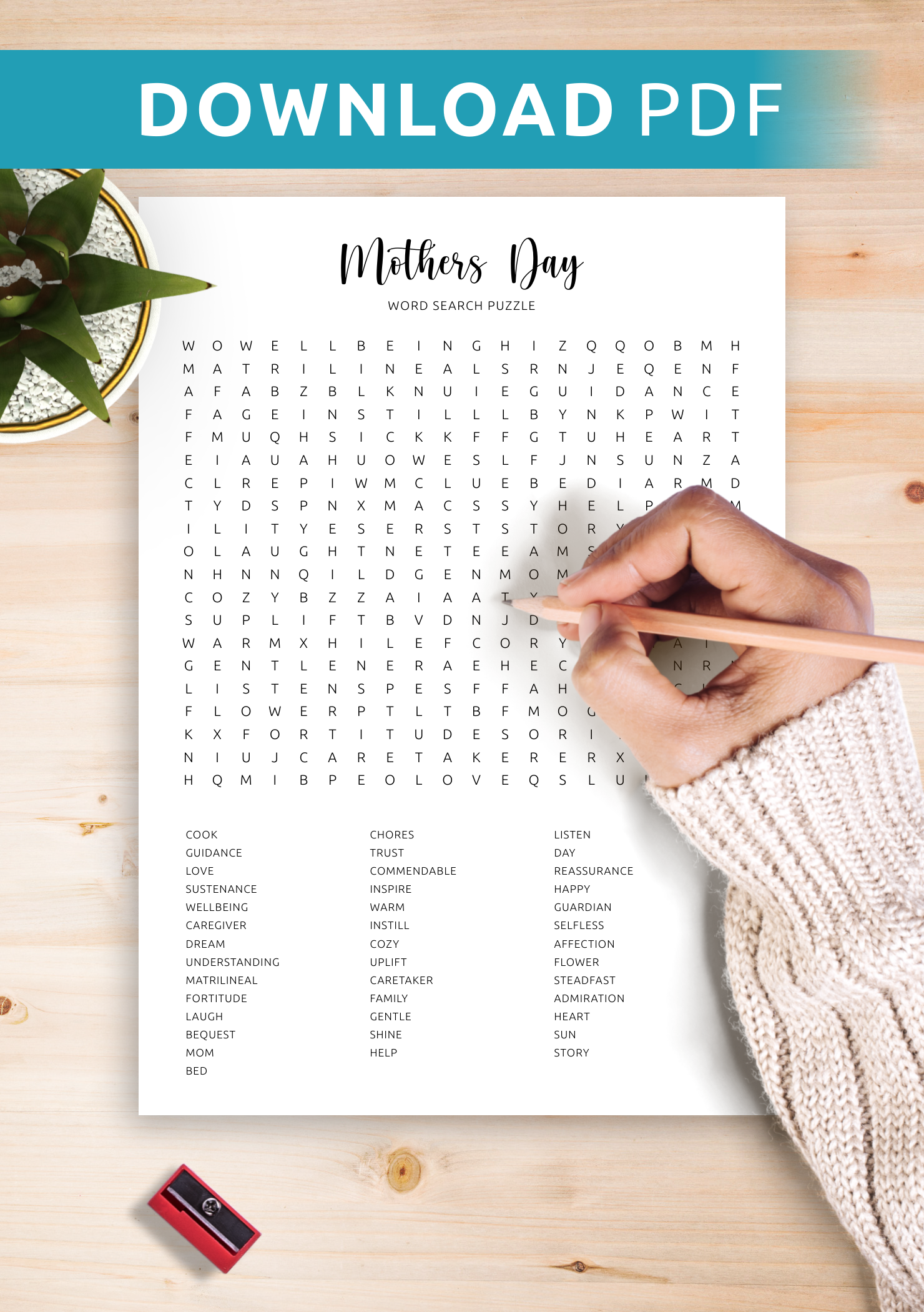 Download Mother's Day Word Search Printable in PDF