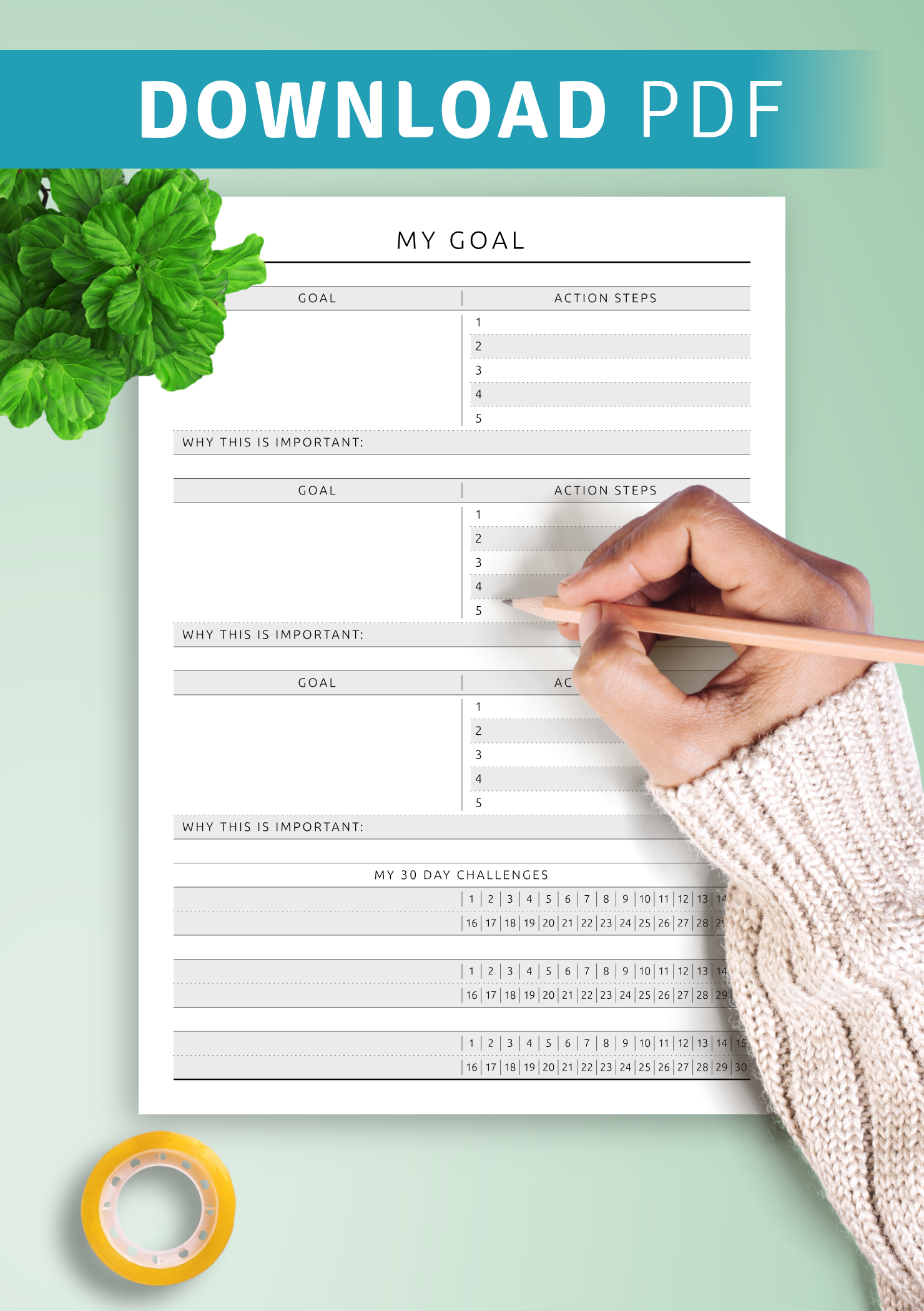 Download Printable My Goal & Action Steps PDF