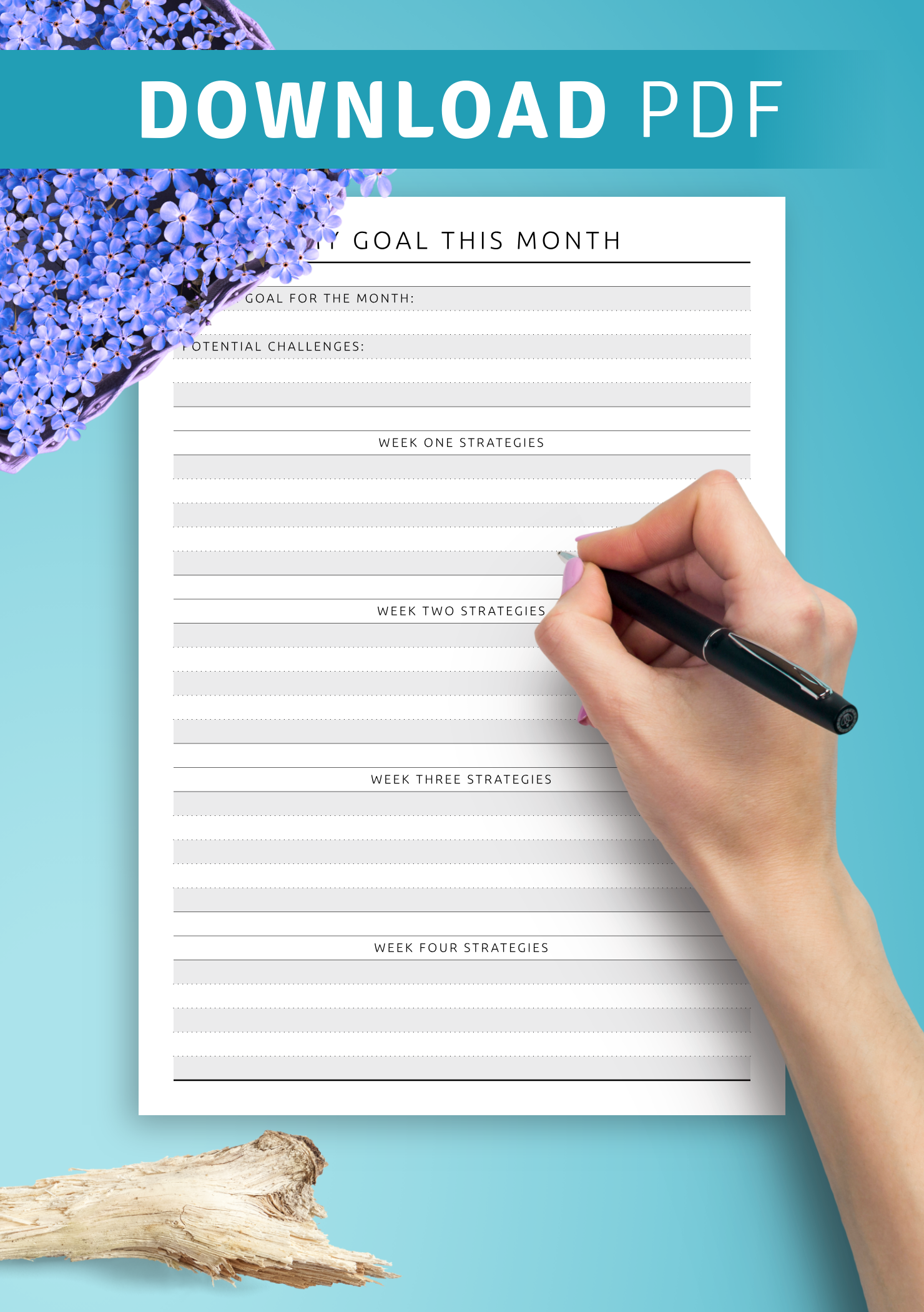 Download Printable My Goal This Month with Weekly Strategies PDF