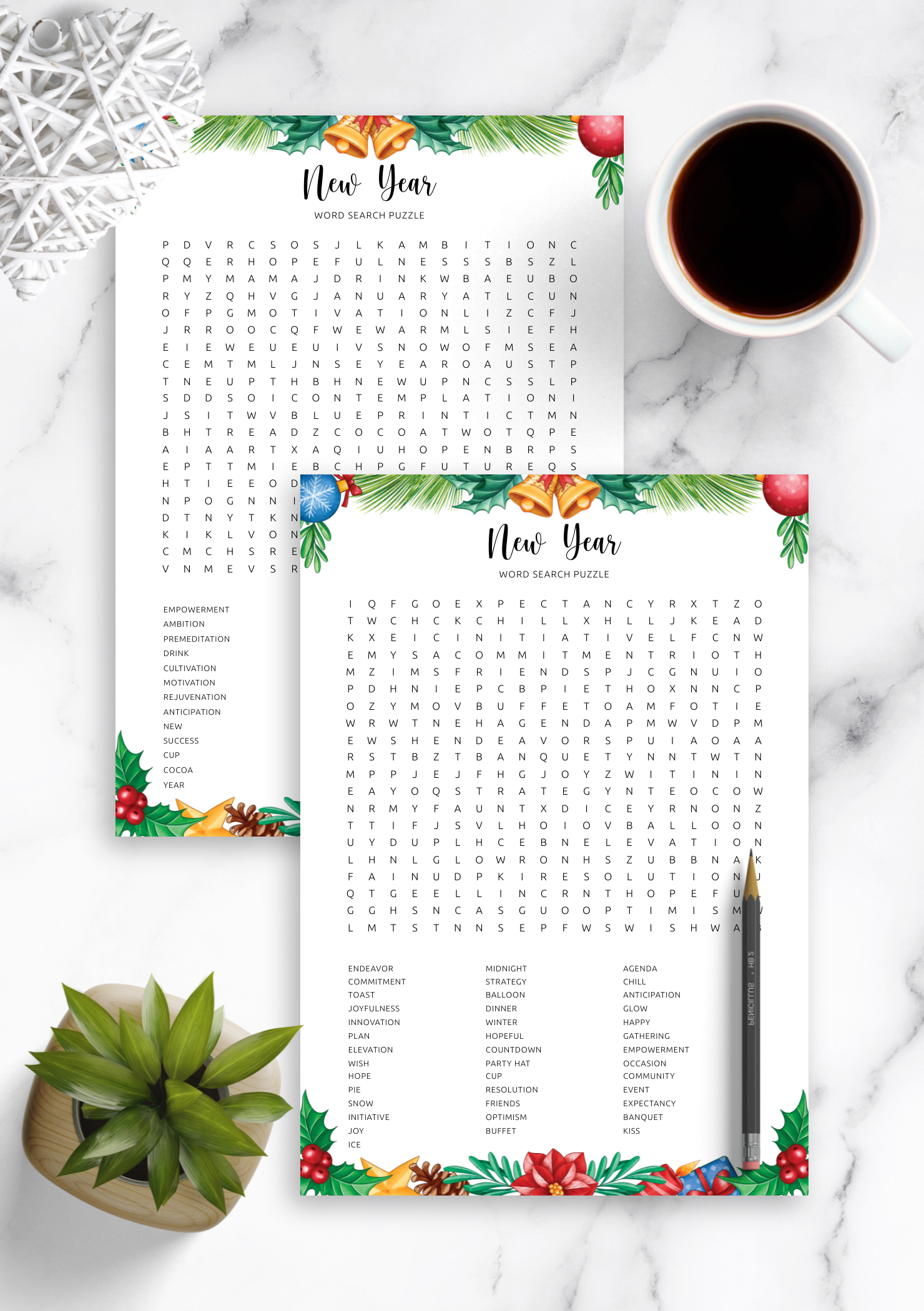 Download Printable New Year Word Search in PDF