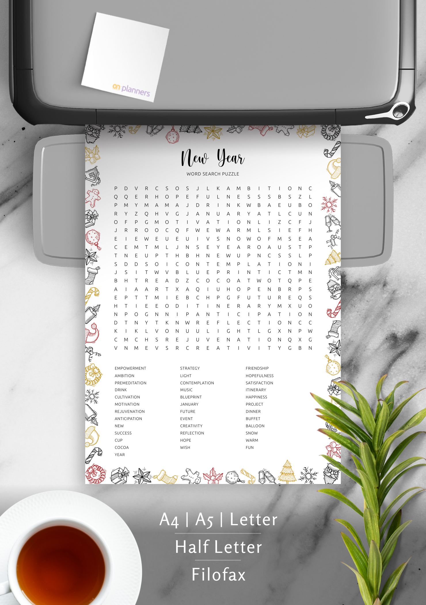 Download Printable New Year Word Search in PDF