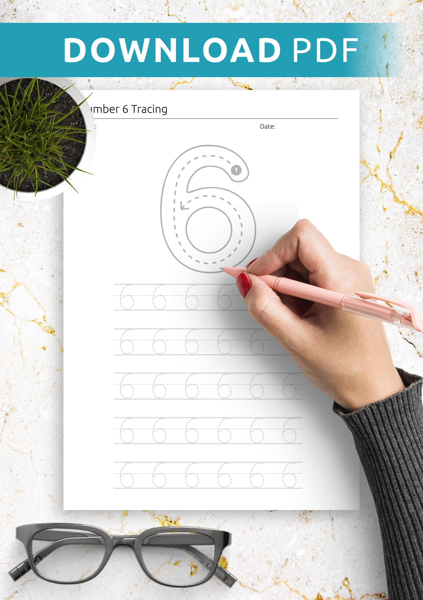 Download Number 6 Worksheets for Kids Printable PDF
