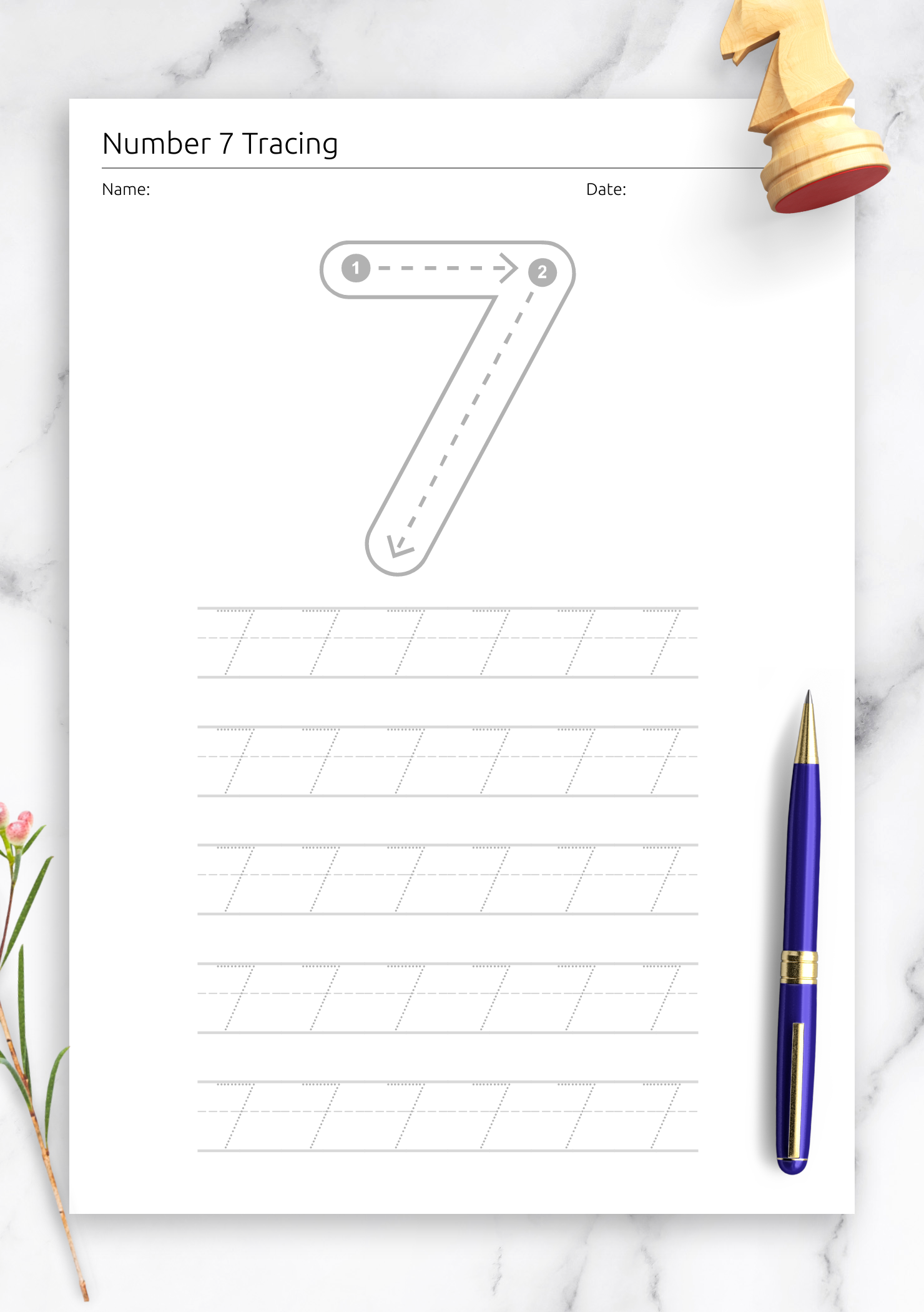 Download Number 7 Preschool Worksheets Printable PDF