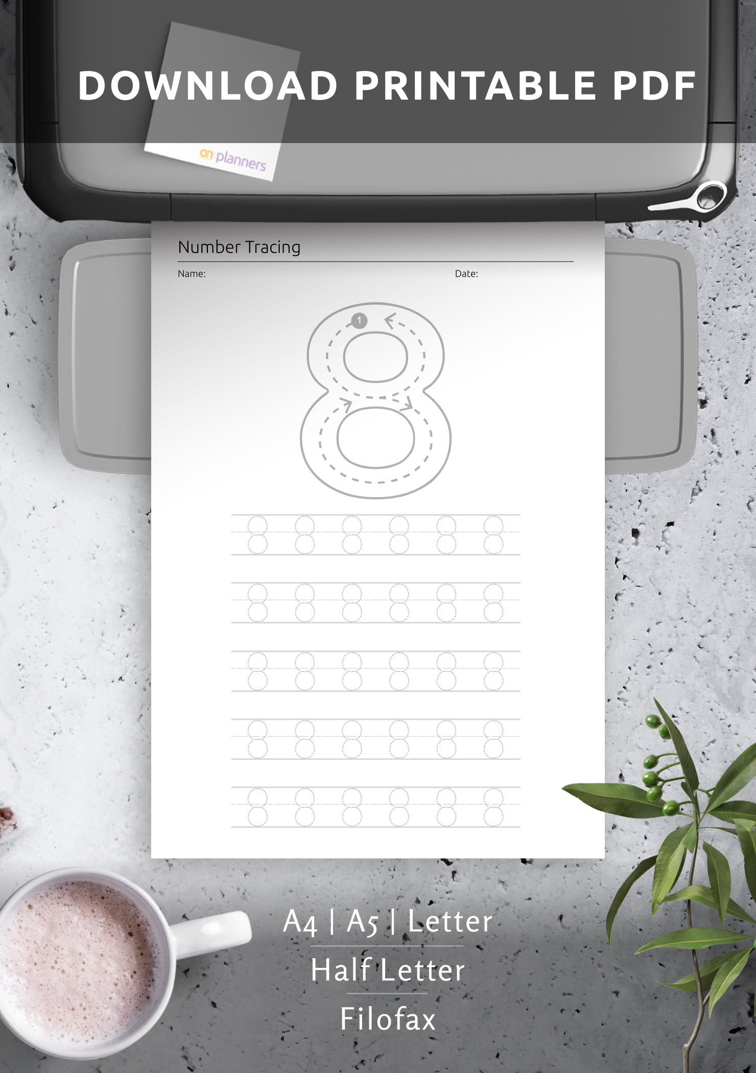 Download Number 8 Preschool Worksheets Printable PDF